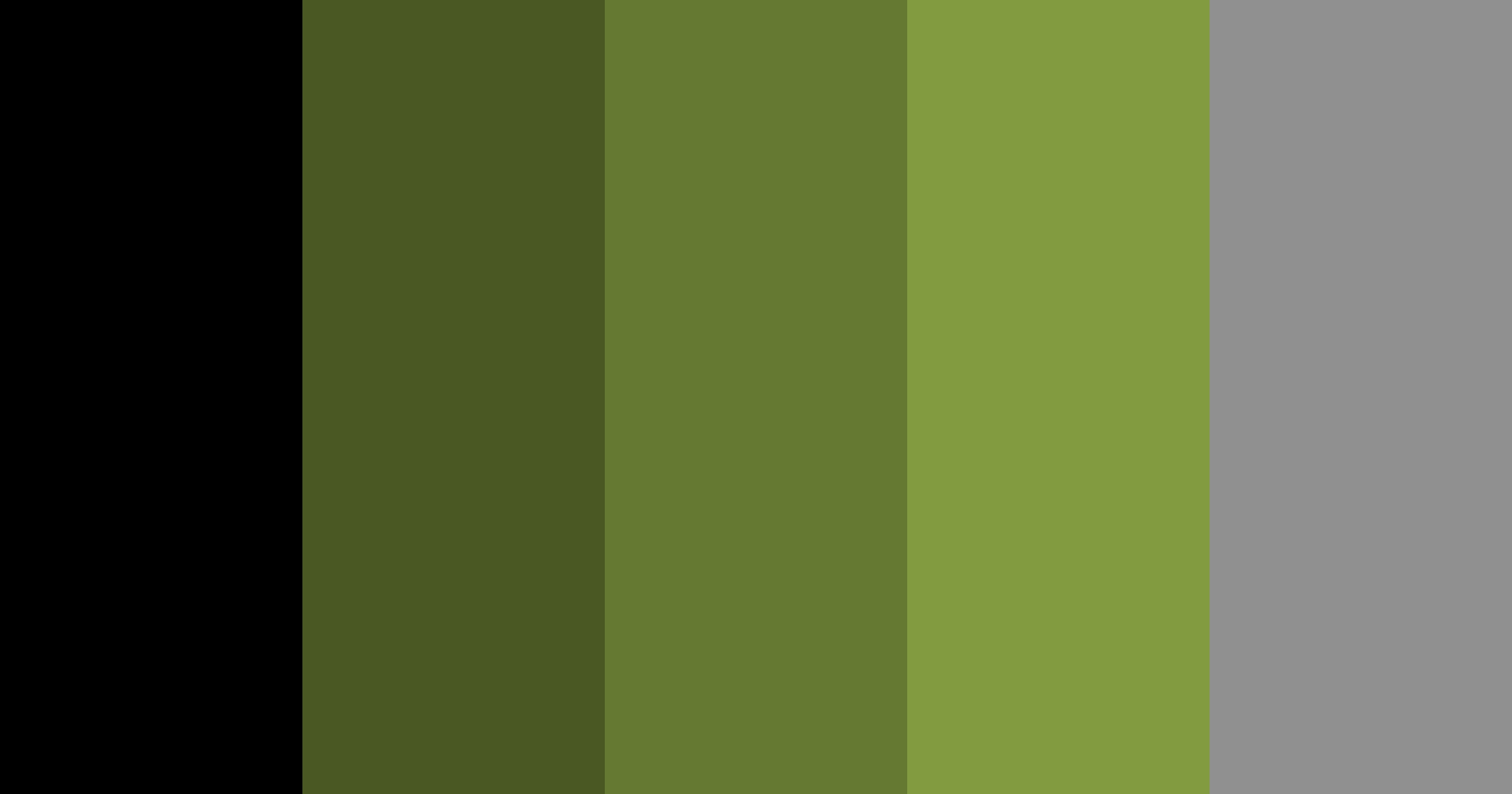 Color Palette generated based on #000000, #4A5824, #667932, #829B40 ...