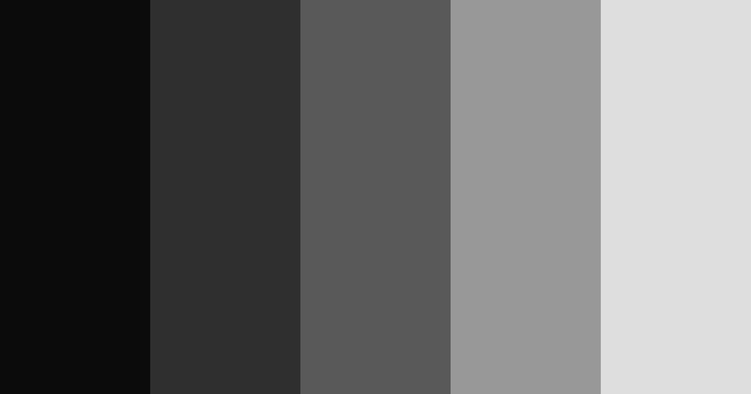 Color Palette generated based on #0B0B0B, #2F2F2F, #595959, #989898 ...