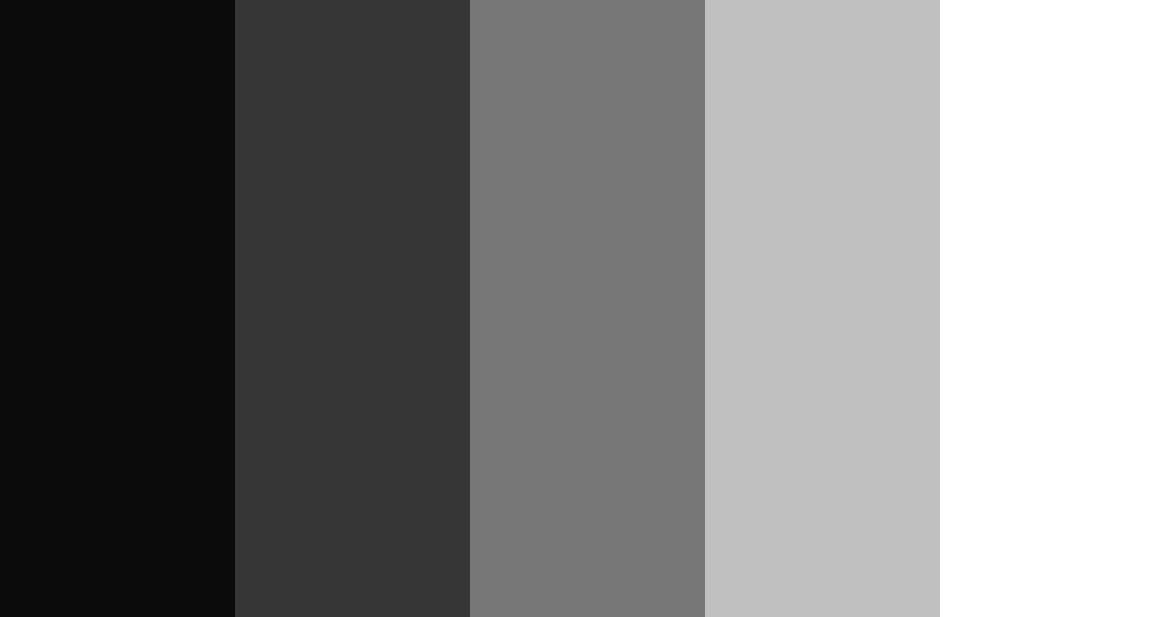 Color Palette generated based on #0B0B0B, #363636, #777777, #C0C0C0 ...