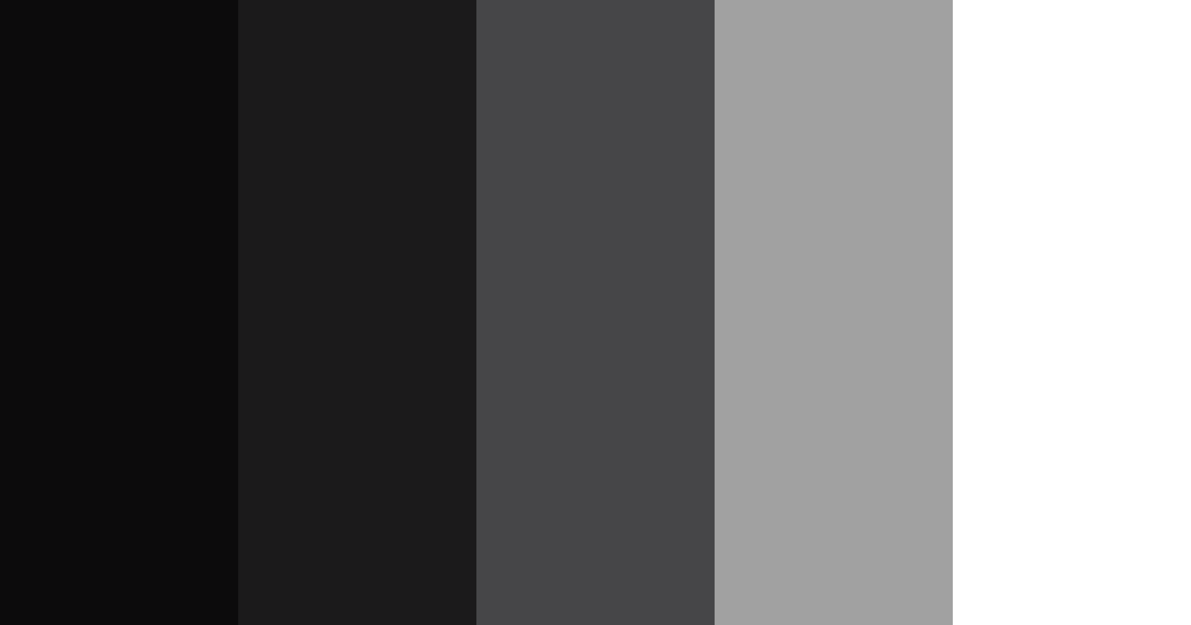 Color Palette generated based on #0C0B0C, #1B1A1B, #464648, #A1A1A1 ...