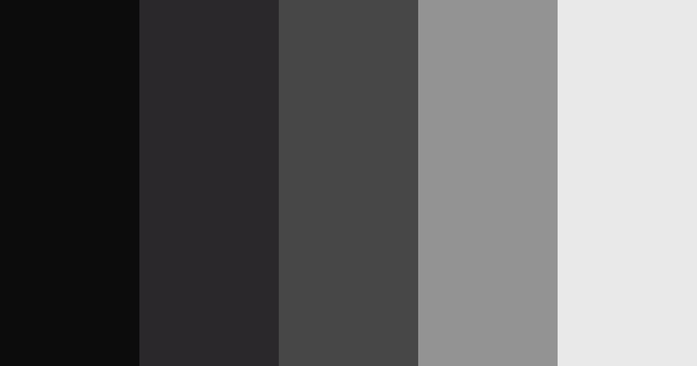 Color Palette generated based on #0C0C0D, #292729, #464646, #949393 ...