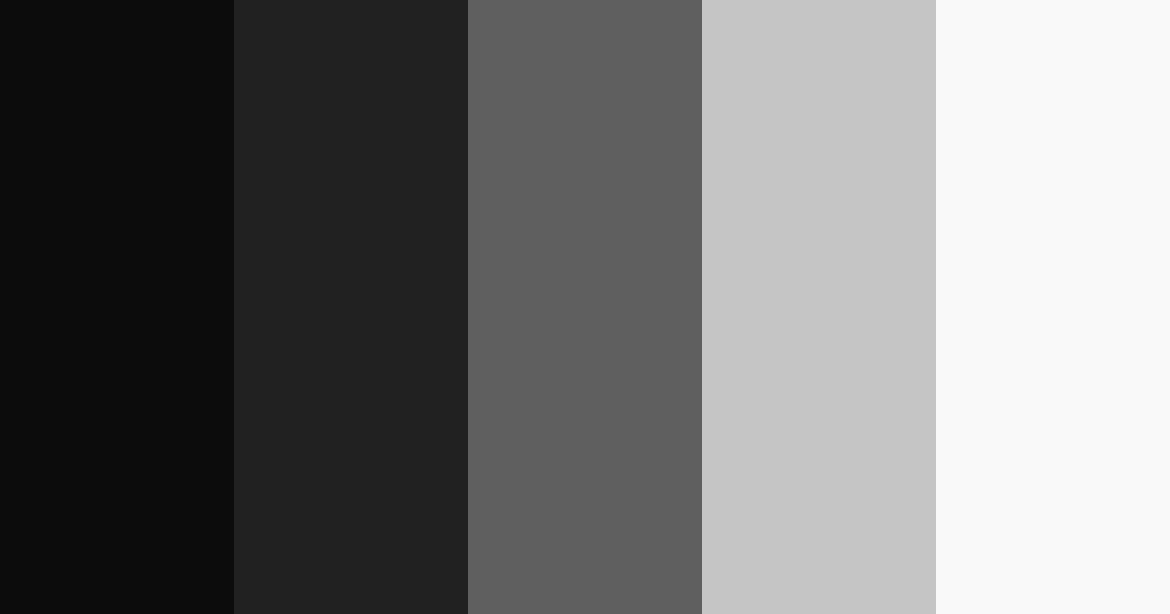 Color Palette generated based on #0D0D0D, #212222, #5F6062, #C4C4C3 ...