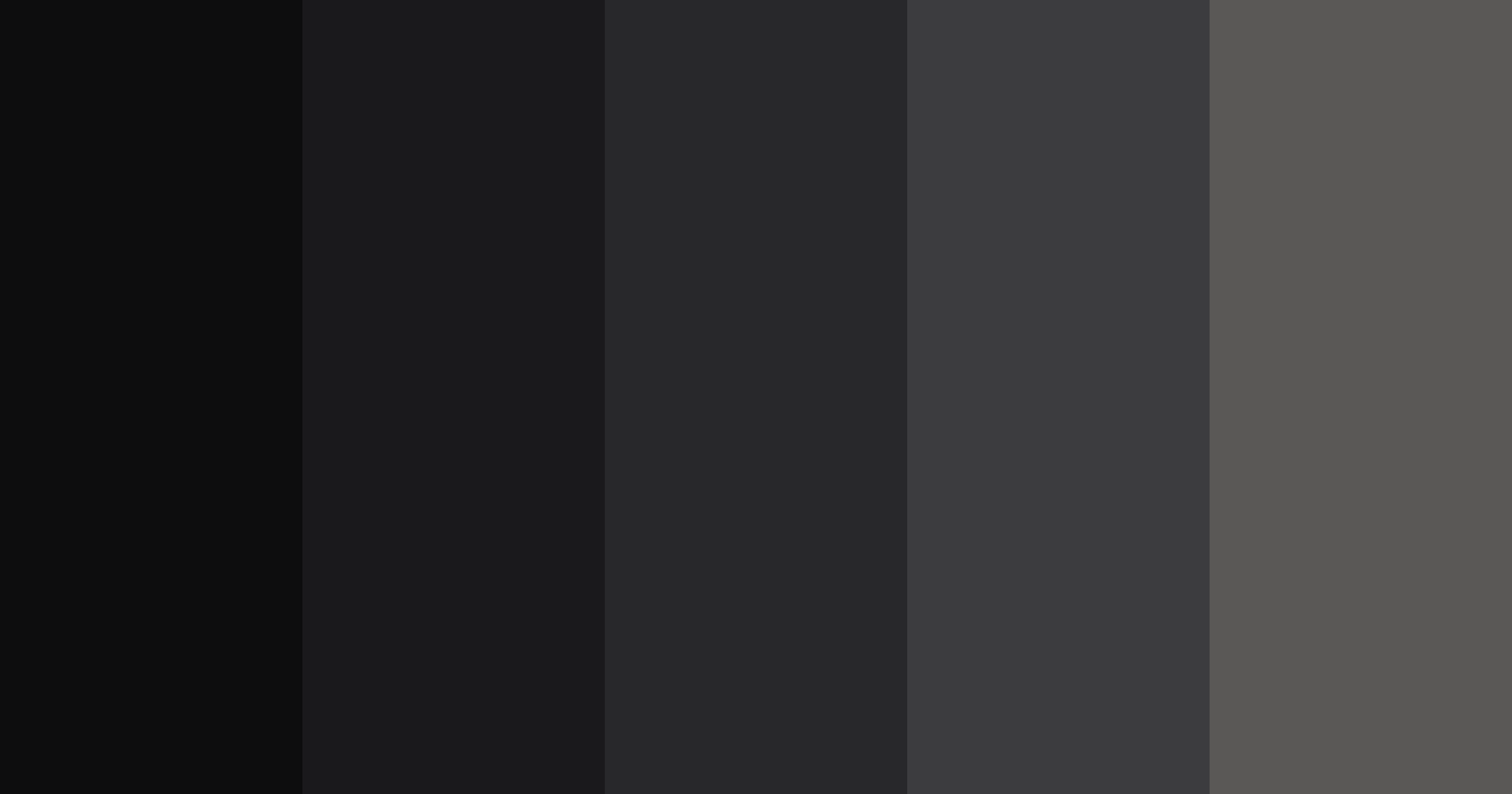 Color Palette generated based on #0D0D0E, #1A191C, #28282B, #3C3C3F ...