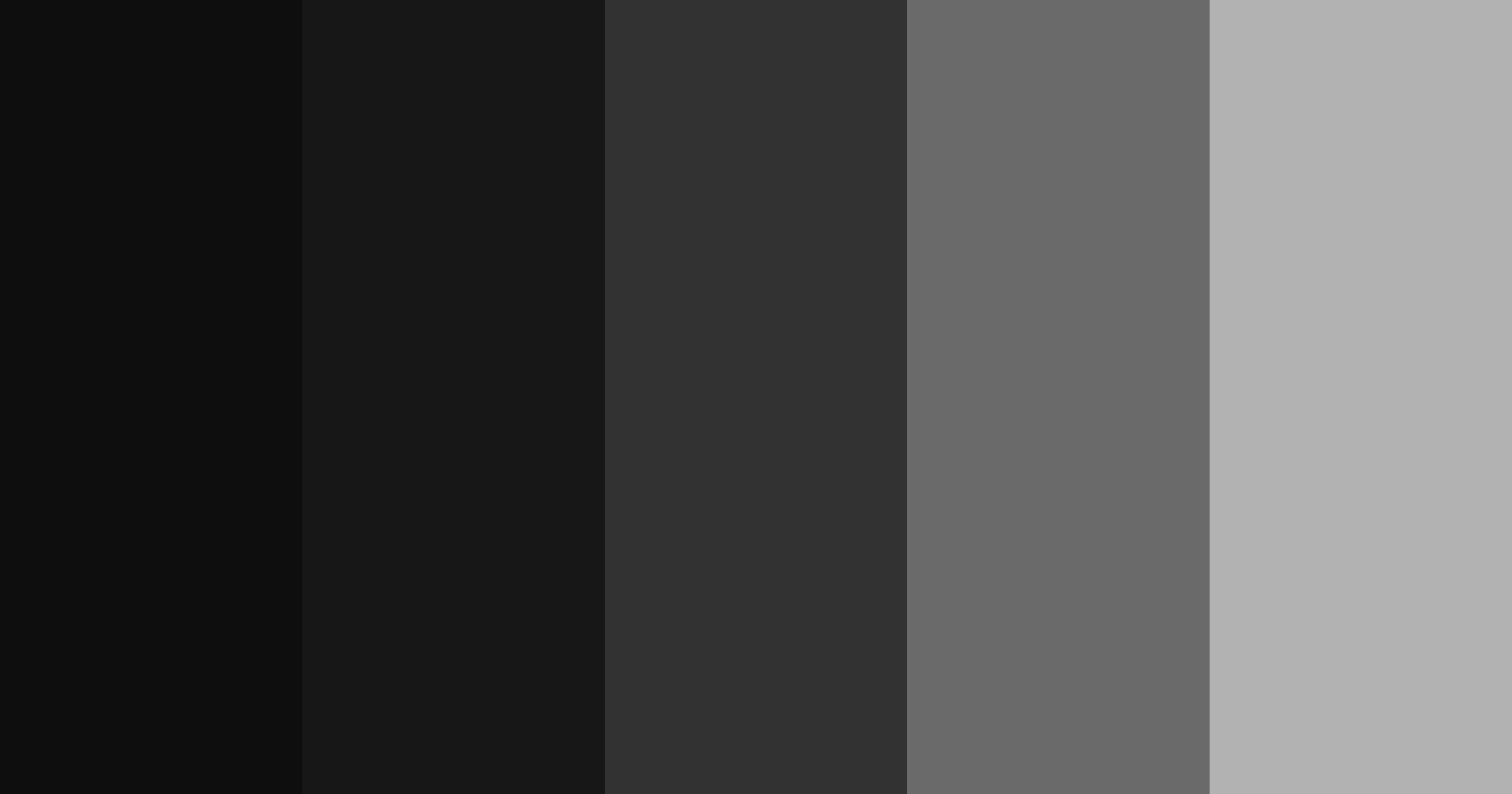 Color Palette generated based on #0E0E0E, #171717, #323232, #696969 ...
