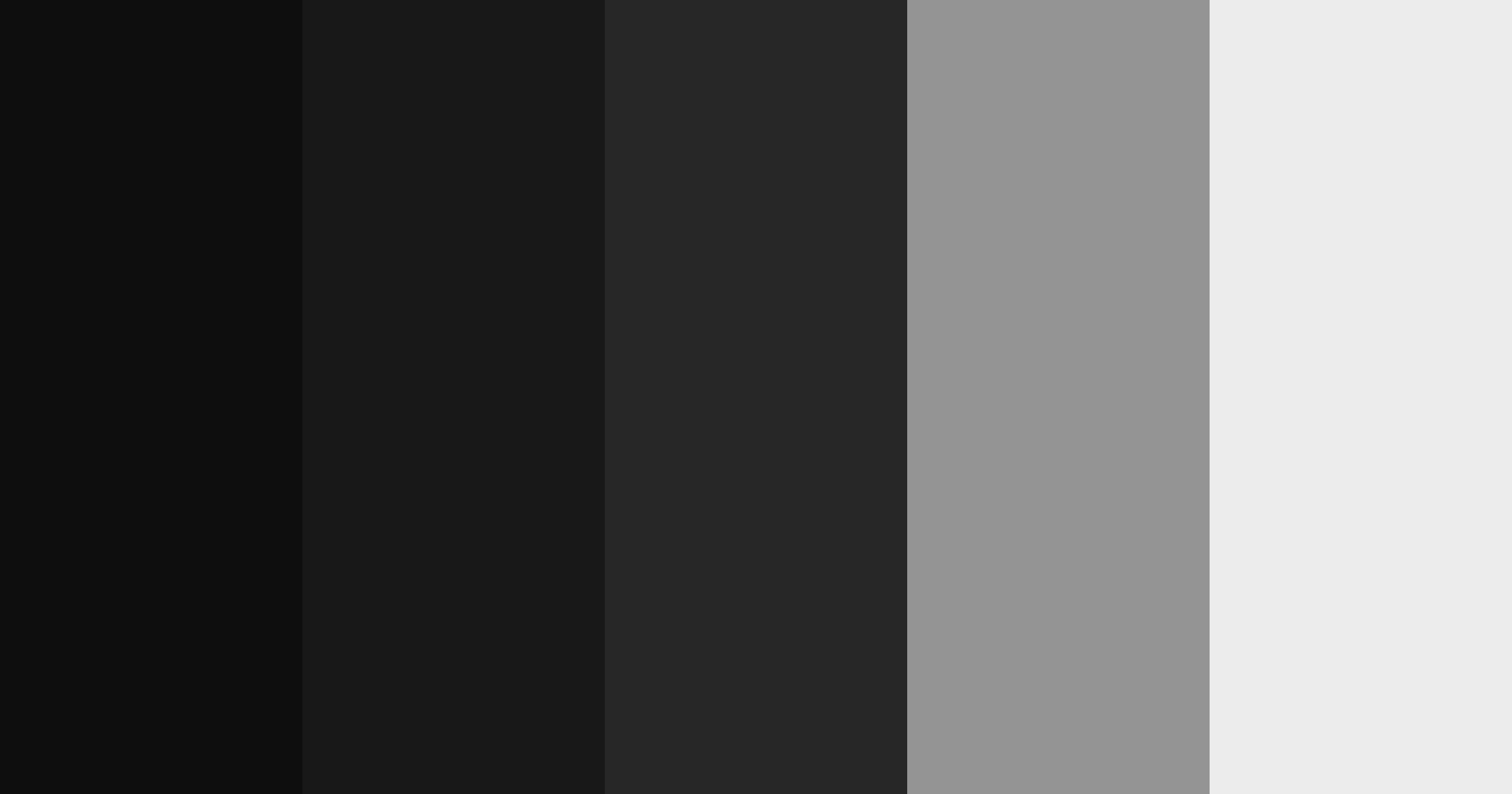 Color Palette generated based on #0E0E0E, #181818, #272727, #949494 ...