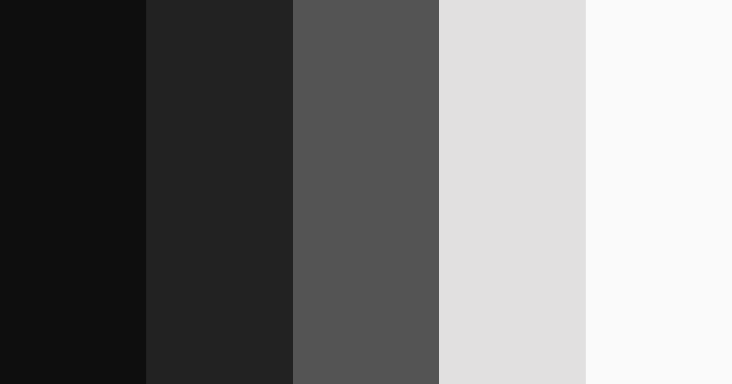 Color Palette generated based on #0E0E0E, #222222, #545454, #E1E0E0 ...