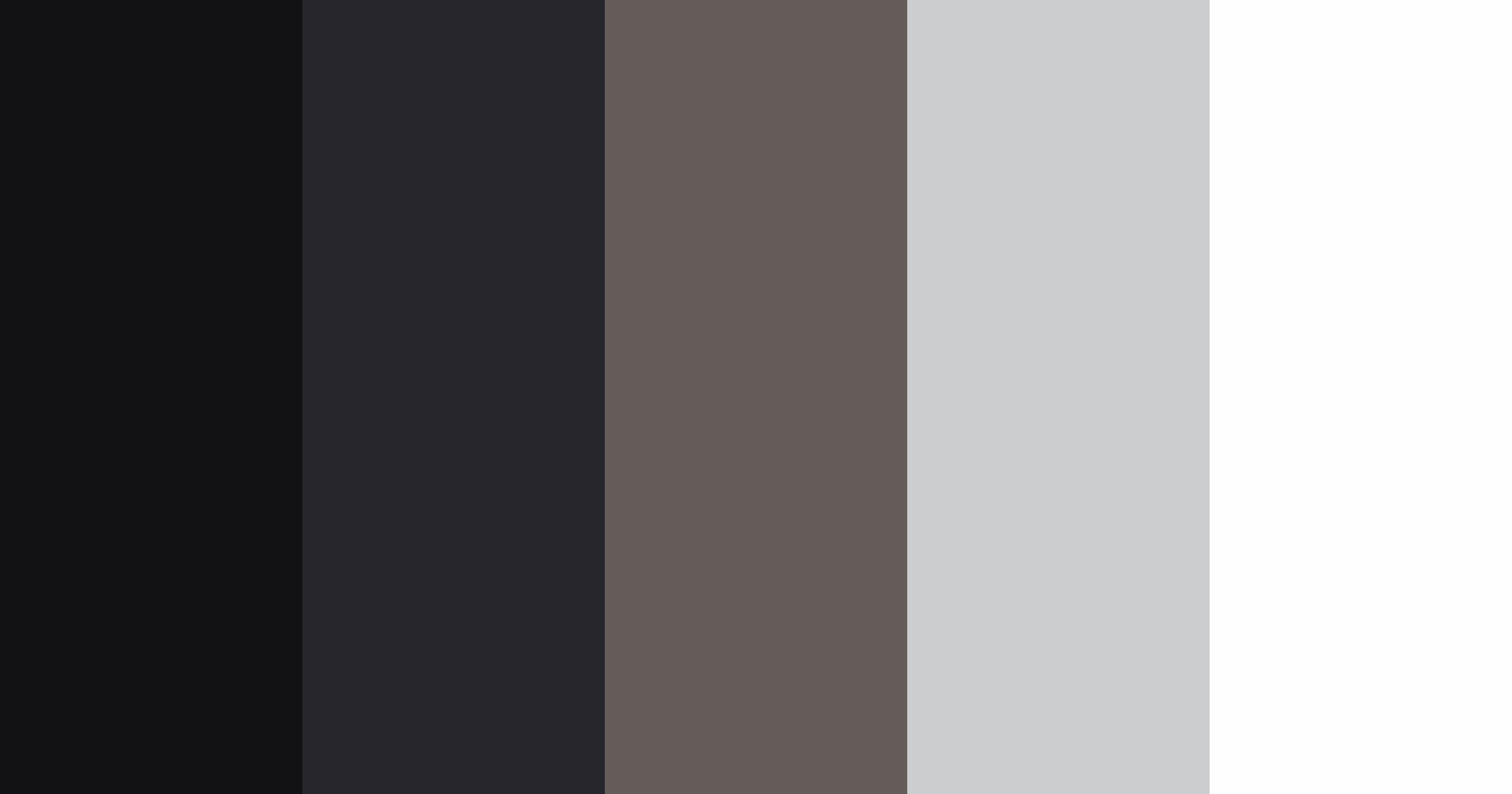 Color Palette generated based on #121114, #27262D, #645C58, #CCCDCE ...