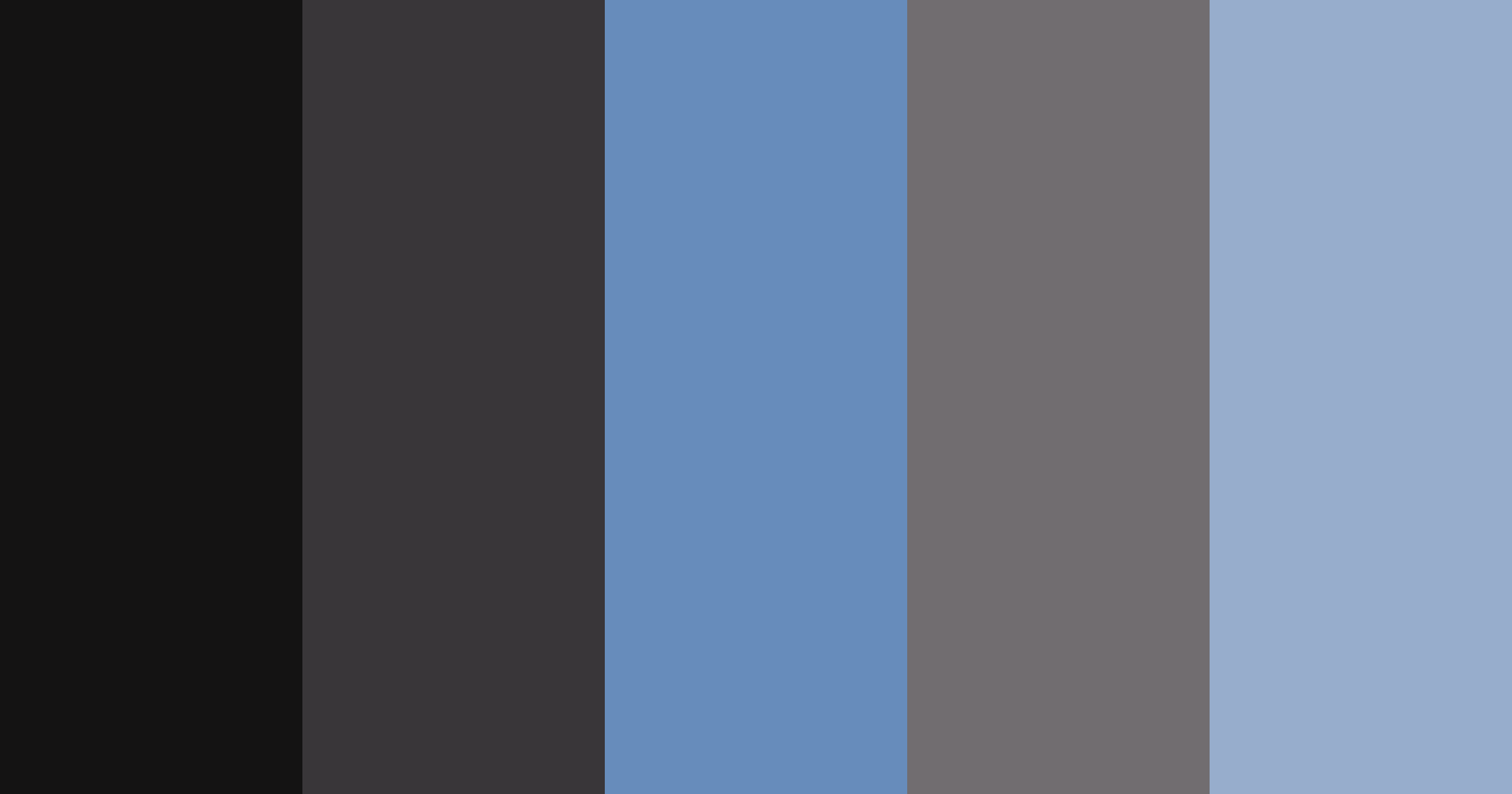 Color Palette generated based on #141313, #393639, #678CBB, #716D70 ...