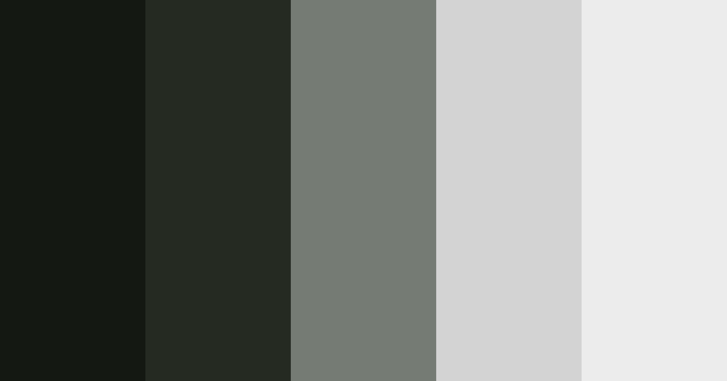Color Palette generated based on #141812, #252A22, #757B74, #D3D3D3 ...