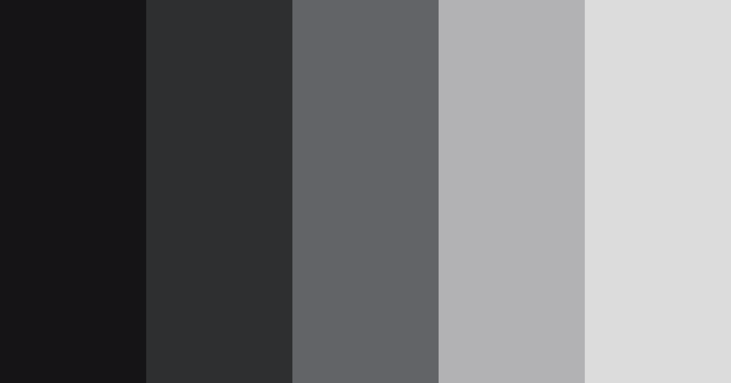 Color Palette generated based on #151416, #2E2F30, #626467, #B2B2B4 ...