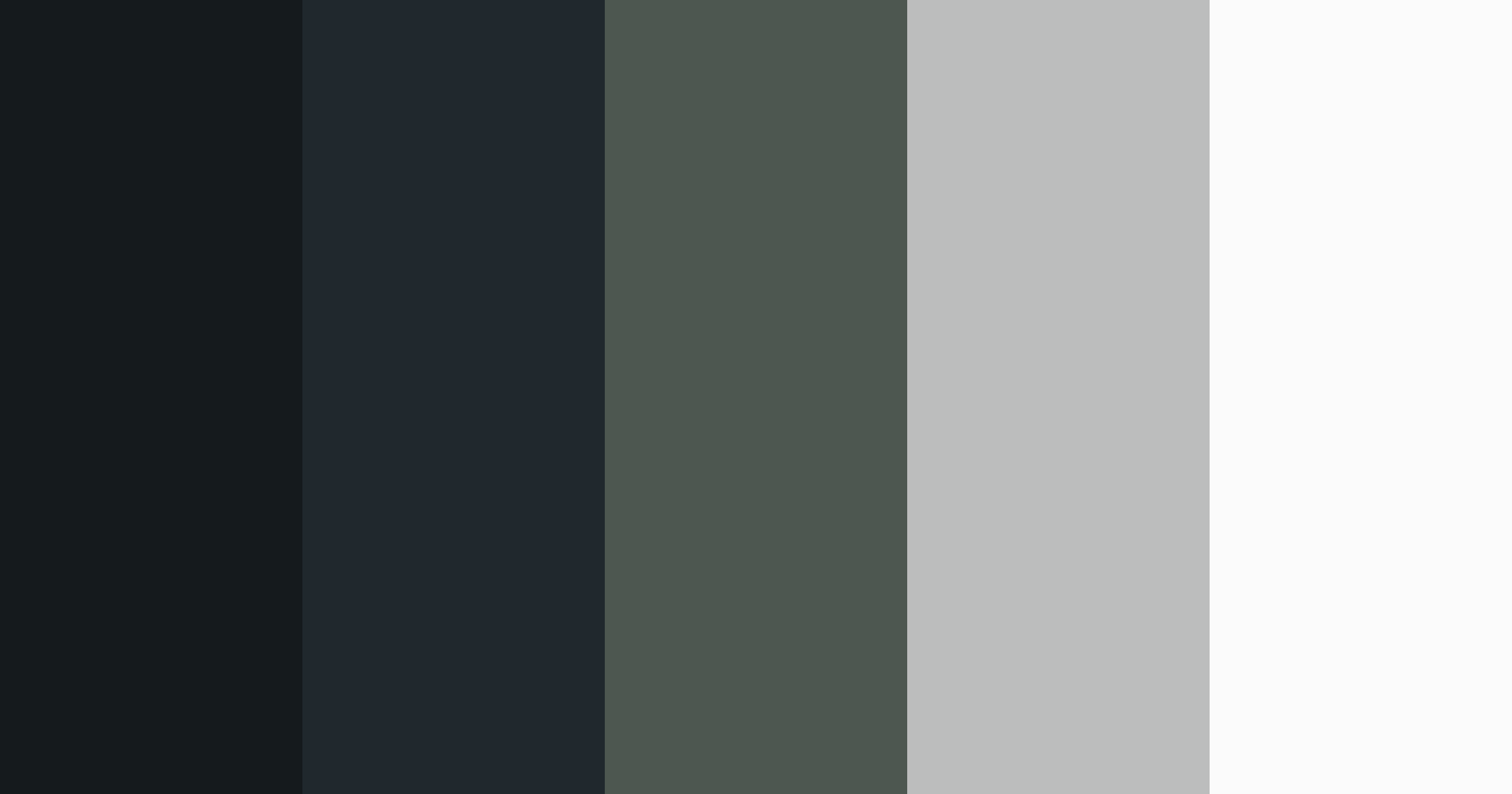 Color Palette generated based on #151A1D, #20282D, #4D5750, #BCBDBD ...