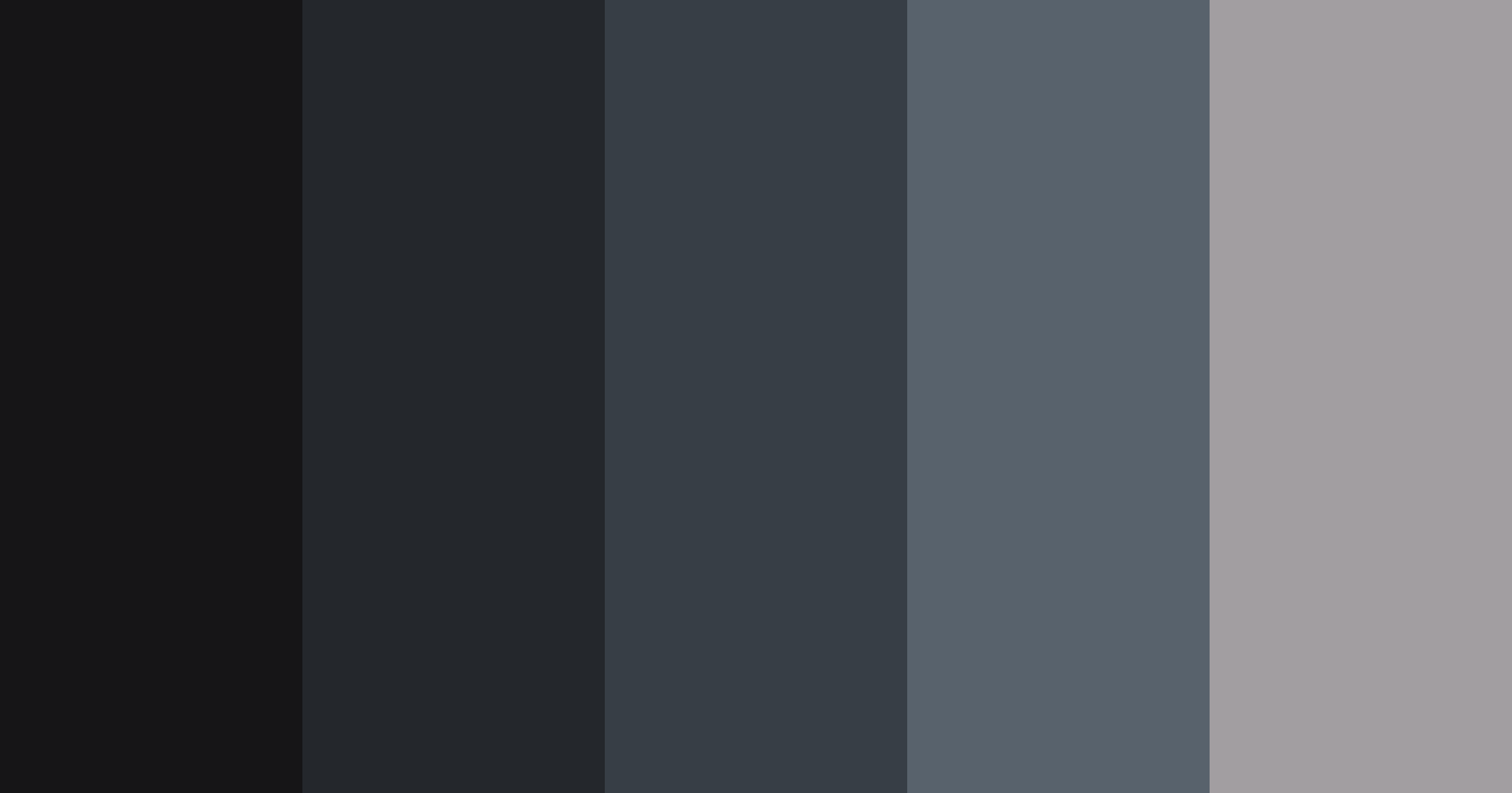 Color Palette generated based on #161517, #24272C, #373E46, #58626C ...