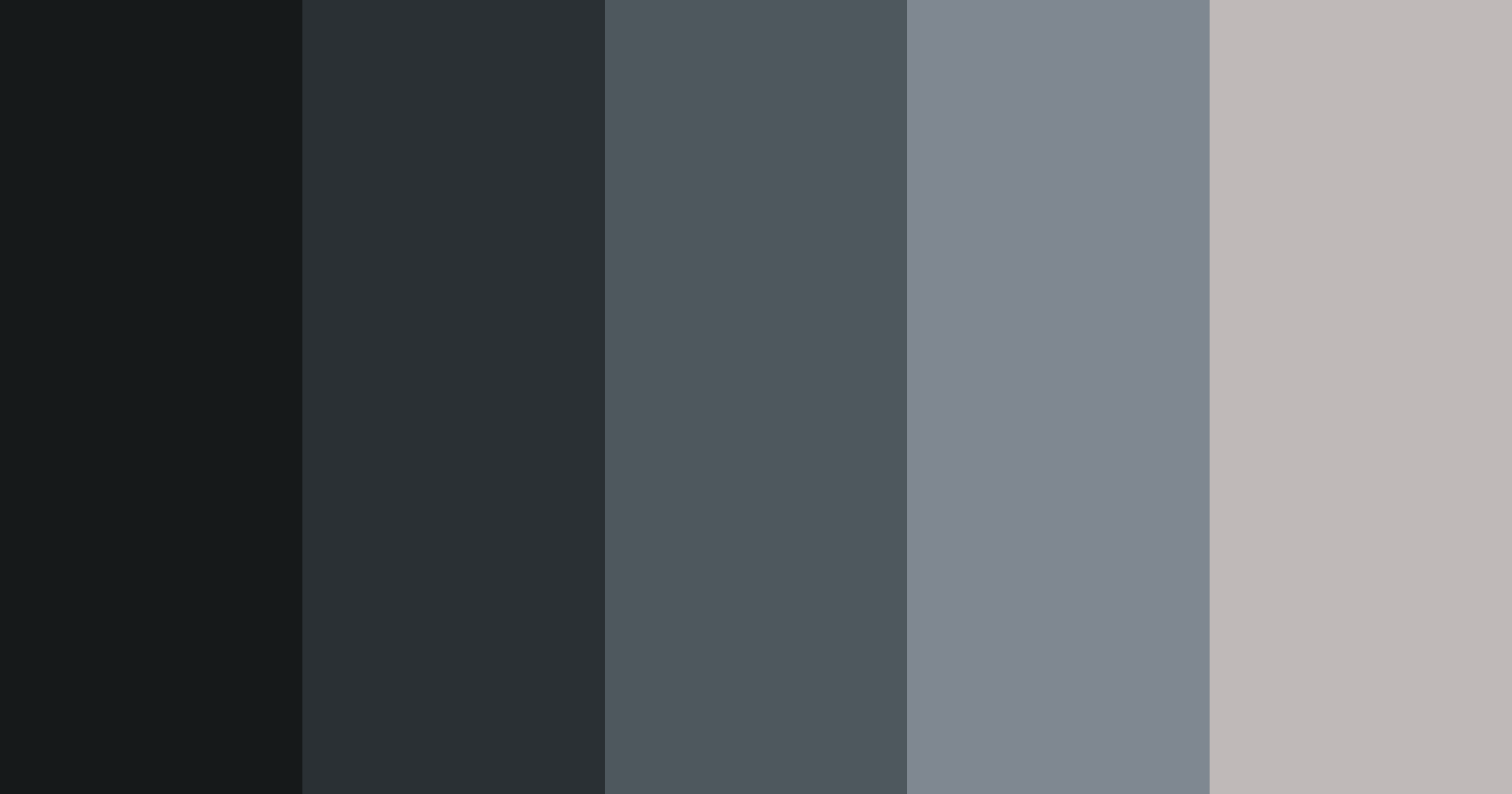 Color Palette generated based on #16191A, #2A3034, #4E585E, #7F8891 ...