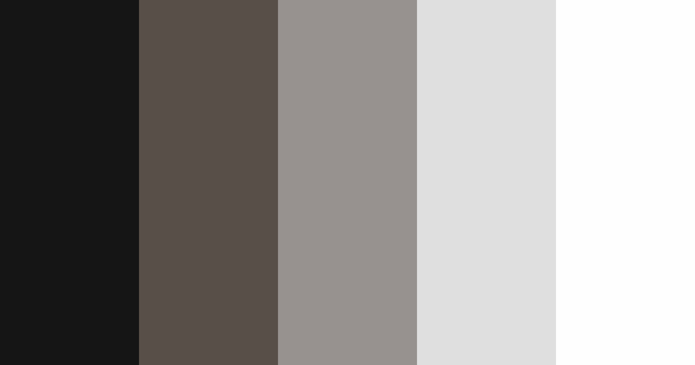 Color Palette generated based on #171513, #565047, #96928E, #DFDEE0 ...