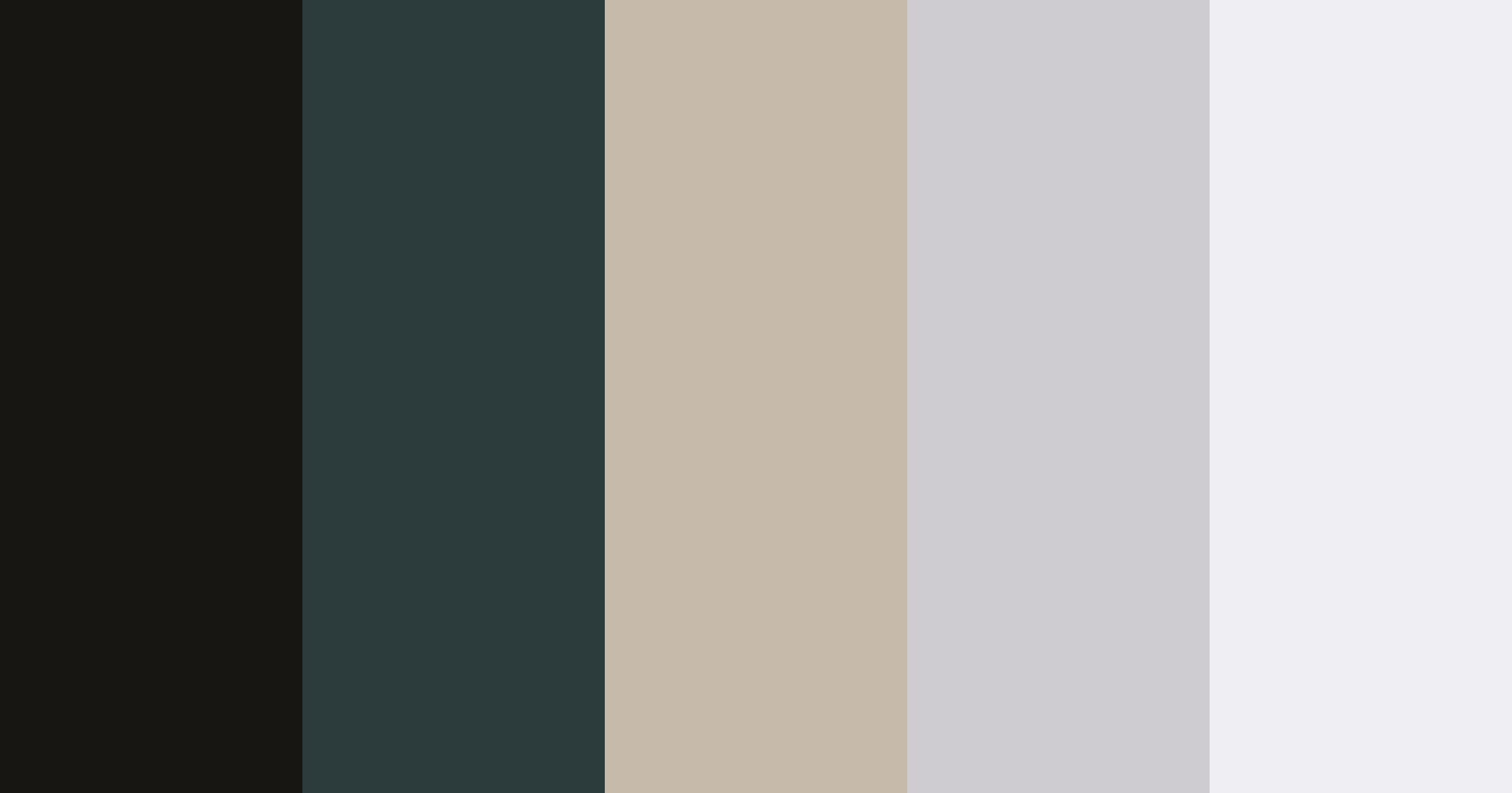 Color Palette generated based on #171613, #2C3B3B, #C6BBAA, #CECCD1 ...