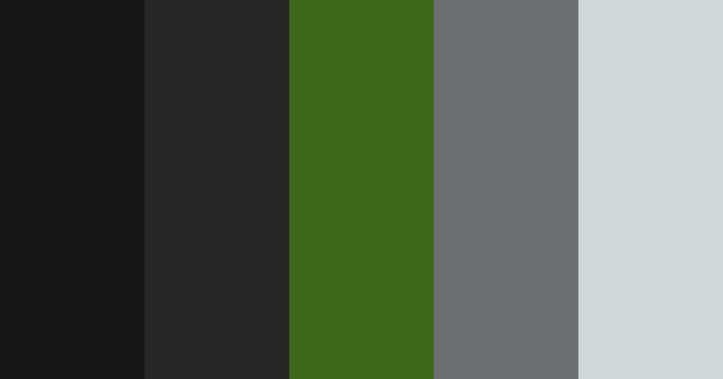 Color Palette generated based on #171717, #262625, #3E691D, #6B7073 ...