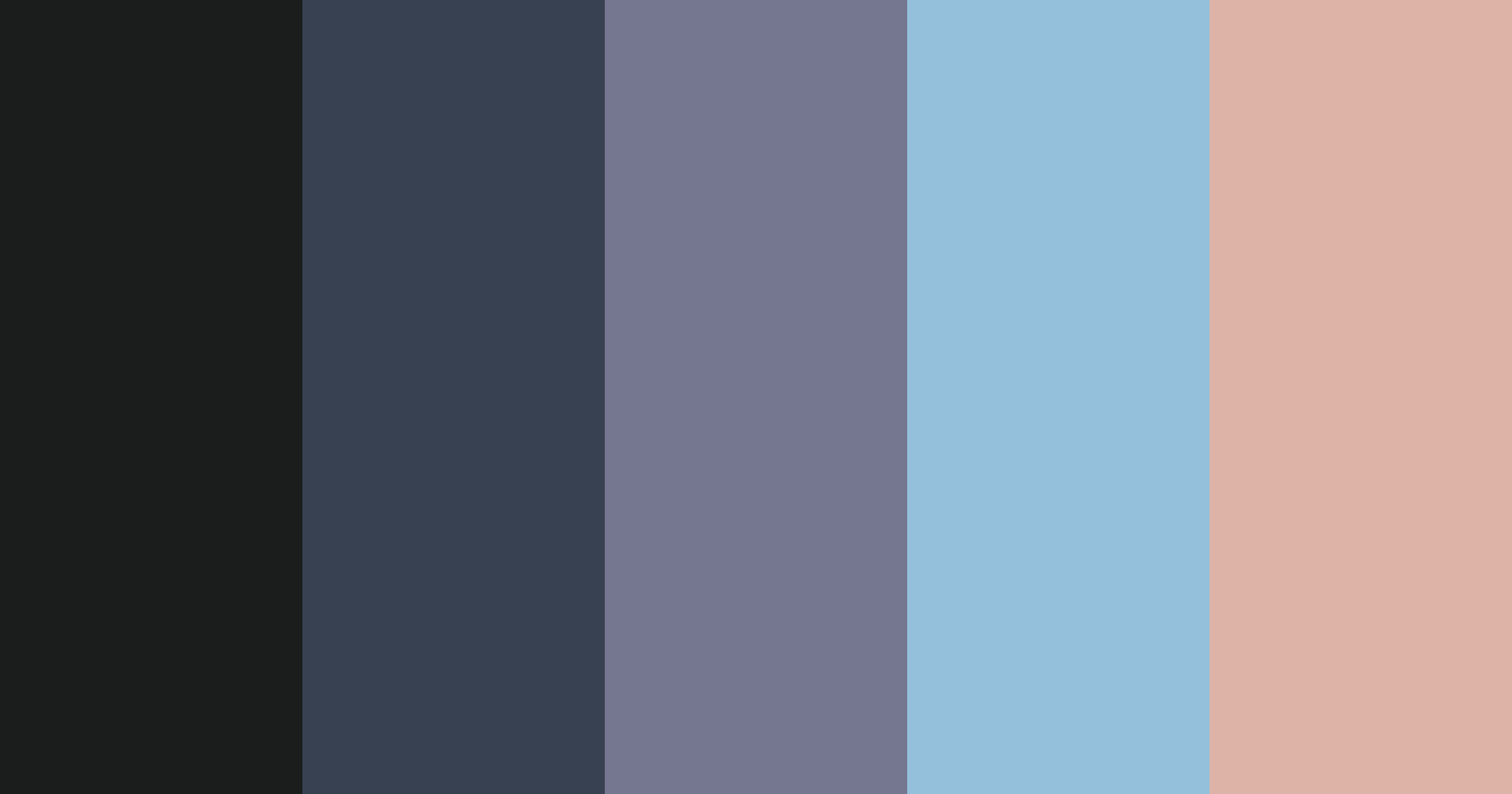 Color Palette generated based on #1B1D1D, #384151, #757790, #94C0DB ...