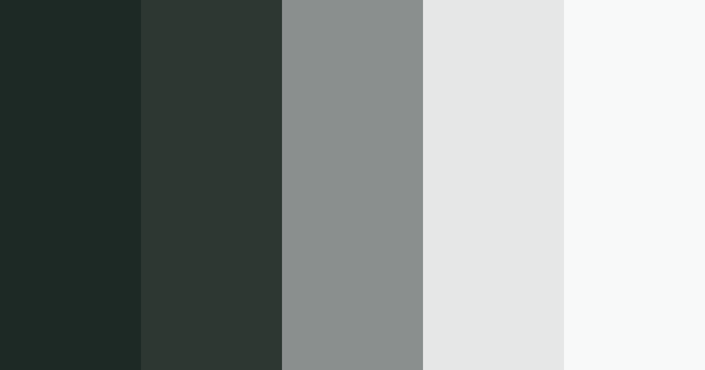 Color Palette generated based on #1D2925, #2D3732, #8A8F8E, #E6E7E7 ...