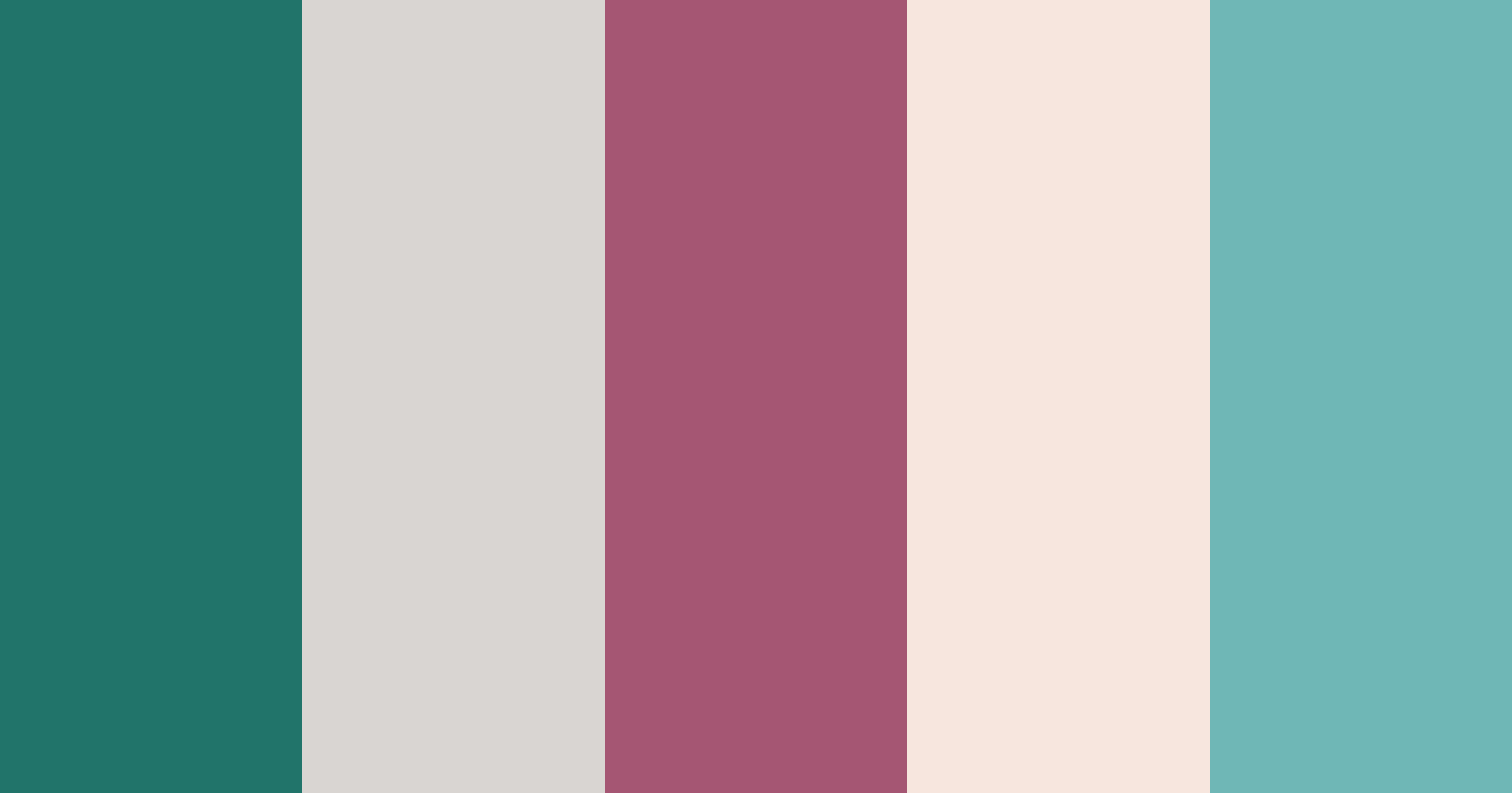 Color Palette generated based on #217469, #D9D5D2, #A55673, #F7E6DE ...