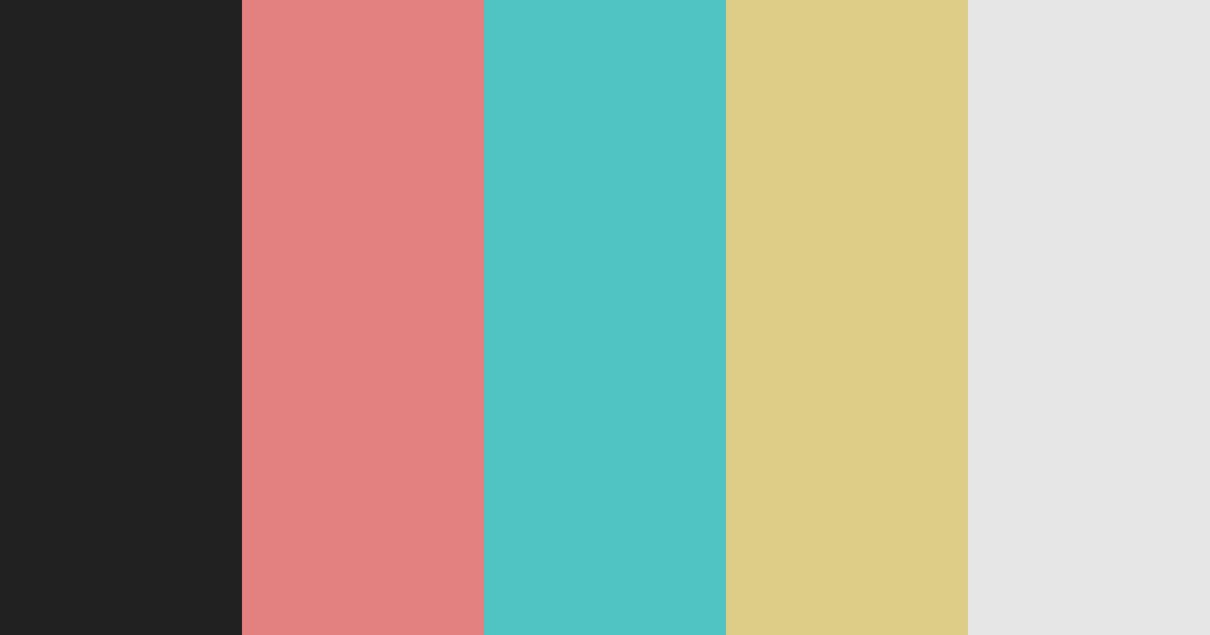Color Palette generated based on #222121, #E38080, #50C3C3, #DDCD86 ...