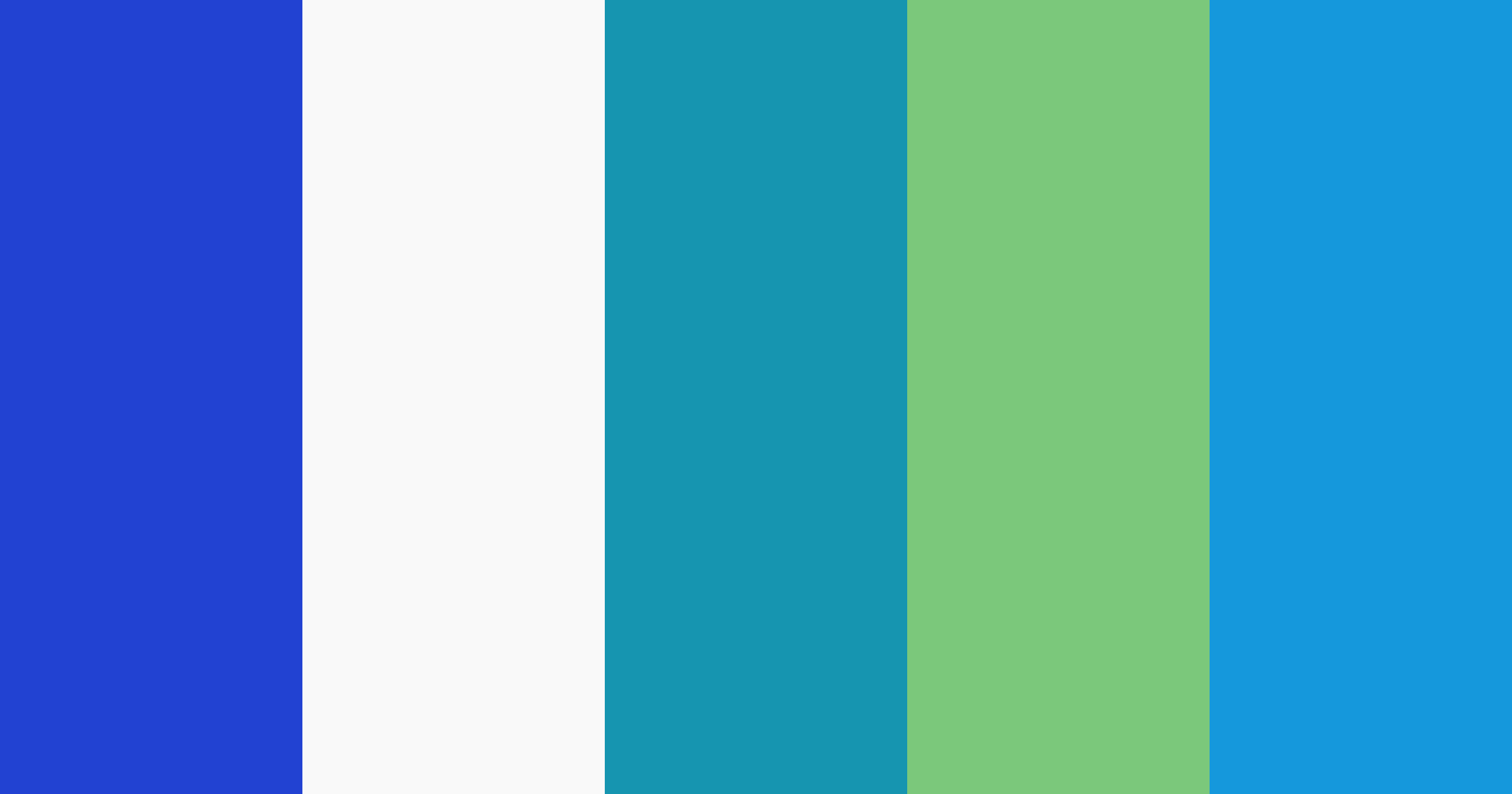Color Palette generated based on #2242D2, #F9F9F9, #1695B0, #7BC87B ...