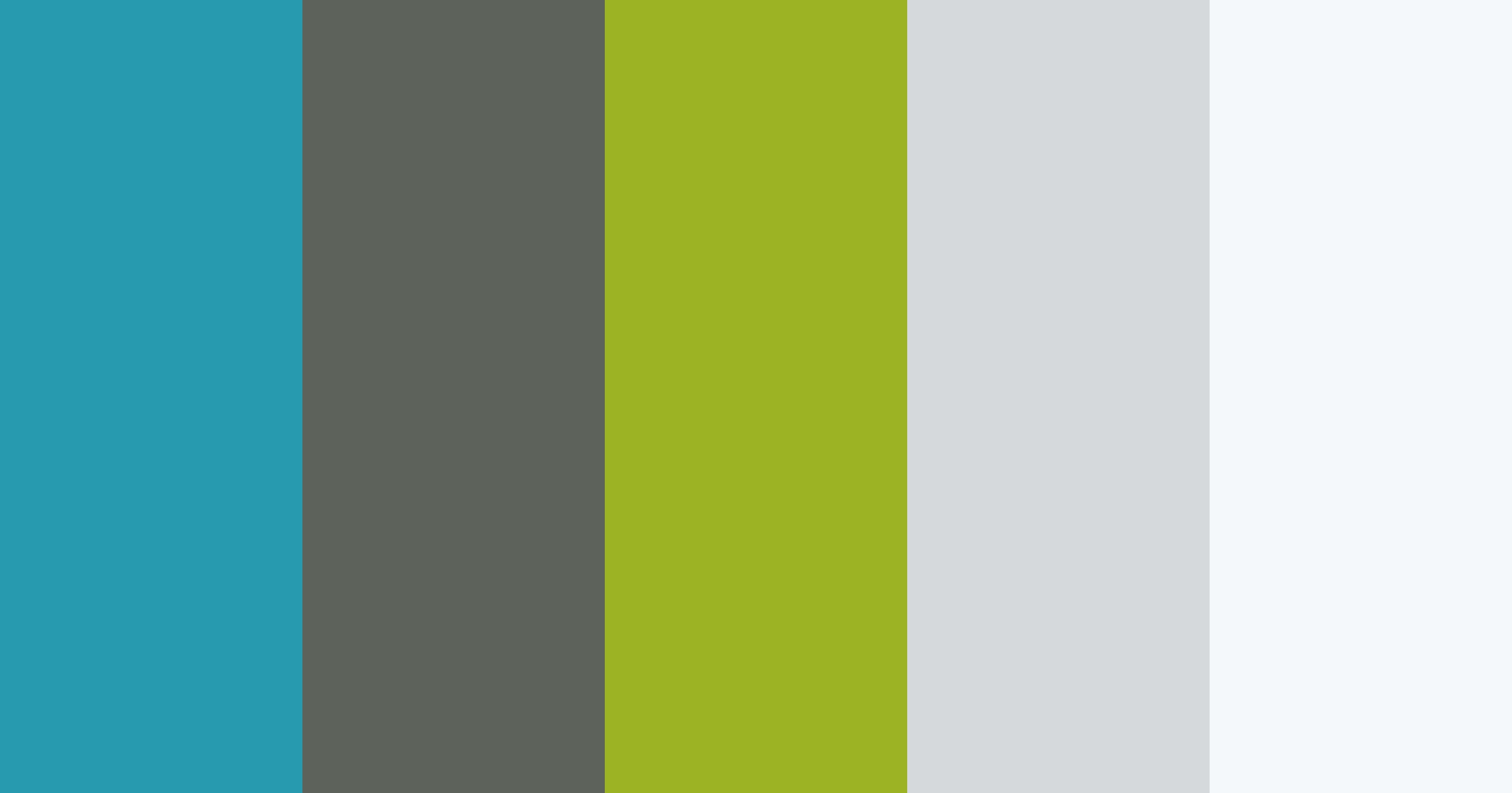 Color Palette generated based on #2599AE, #5E625A, #9BB223, #D5D7DB ...