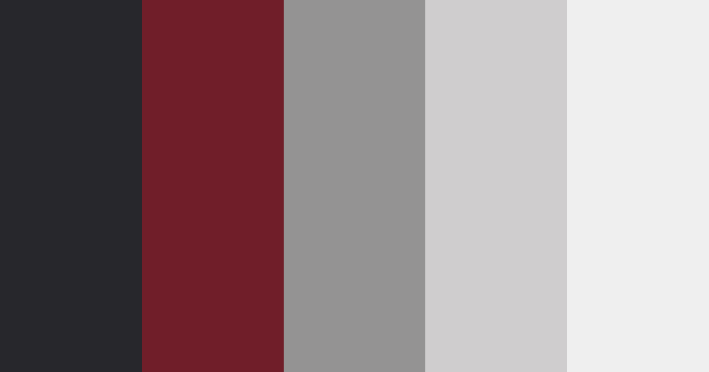 Color Palette generated based on #27272C, #701E29, #949393, #CFCDCE ...