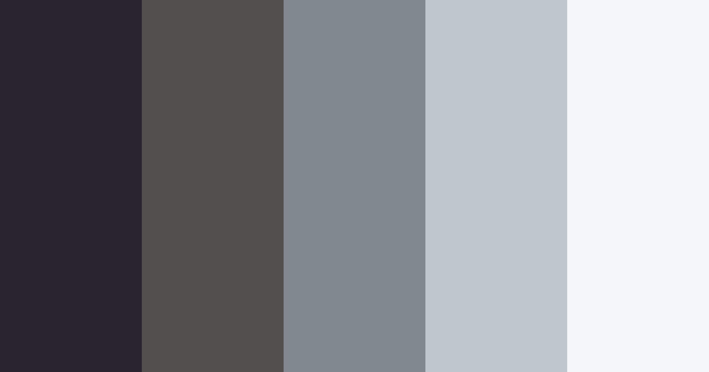 Color Palette generated based on #282530, #51504F, #82888F, #BFC6CE ...