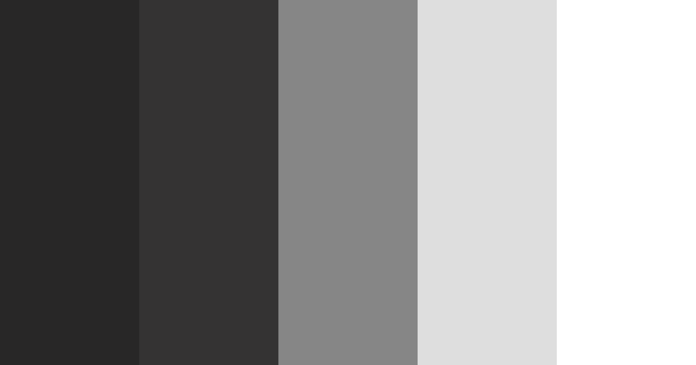 Color Palette generated based on #282727, #343333, #868686, #DEDEDE ...