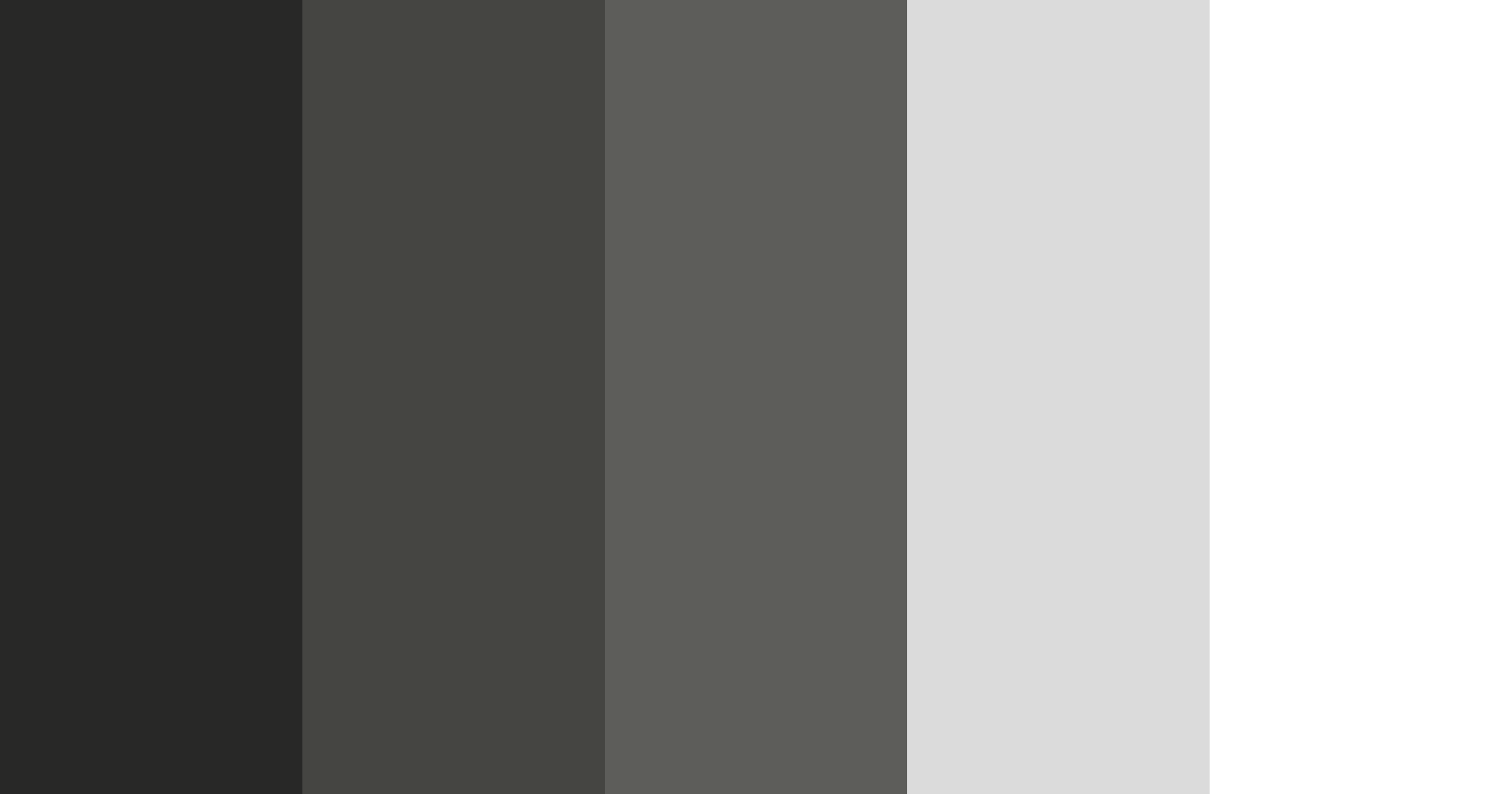 Color Palette generated based on #282827, #454542, #5D5D5A, #DBDBDB ...