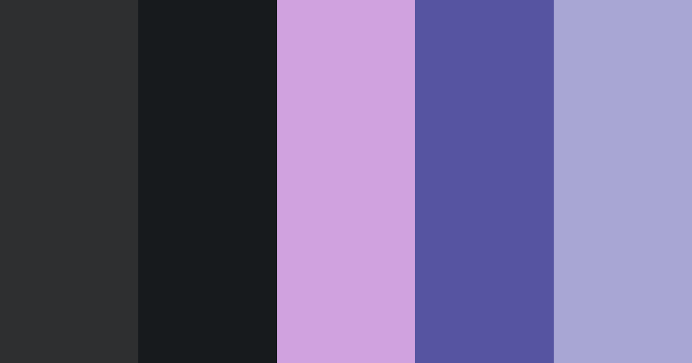 Color Palette generated based on #2E2F30, #171A1D, #D0A2DF, #5654A1 ...