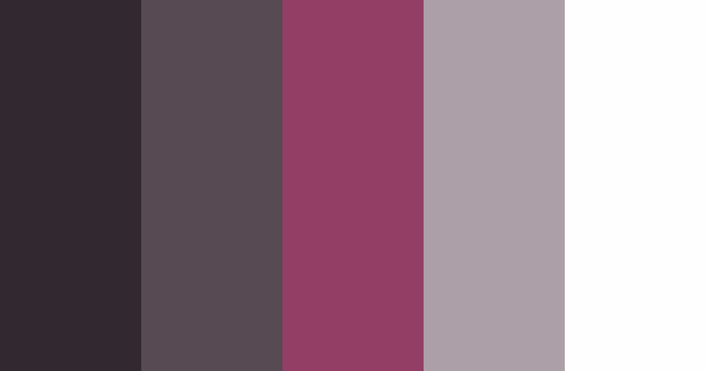 Color Palette generated based on #32282F, #574A53, #933E65, #AC9FA8 ...
