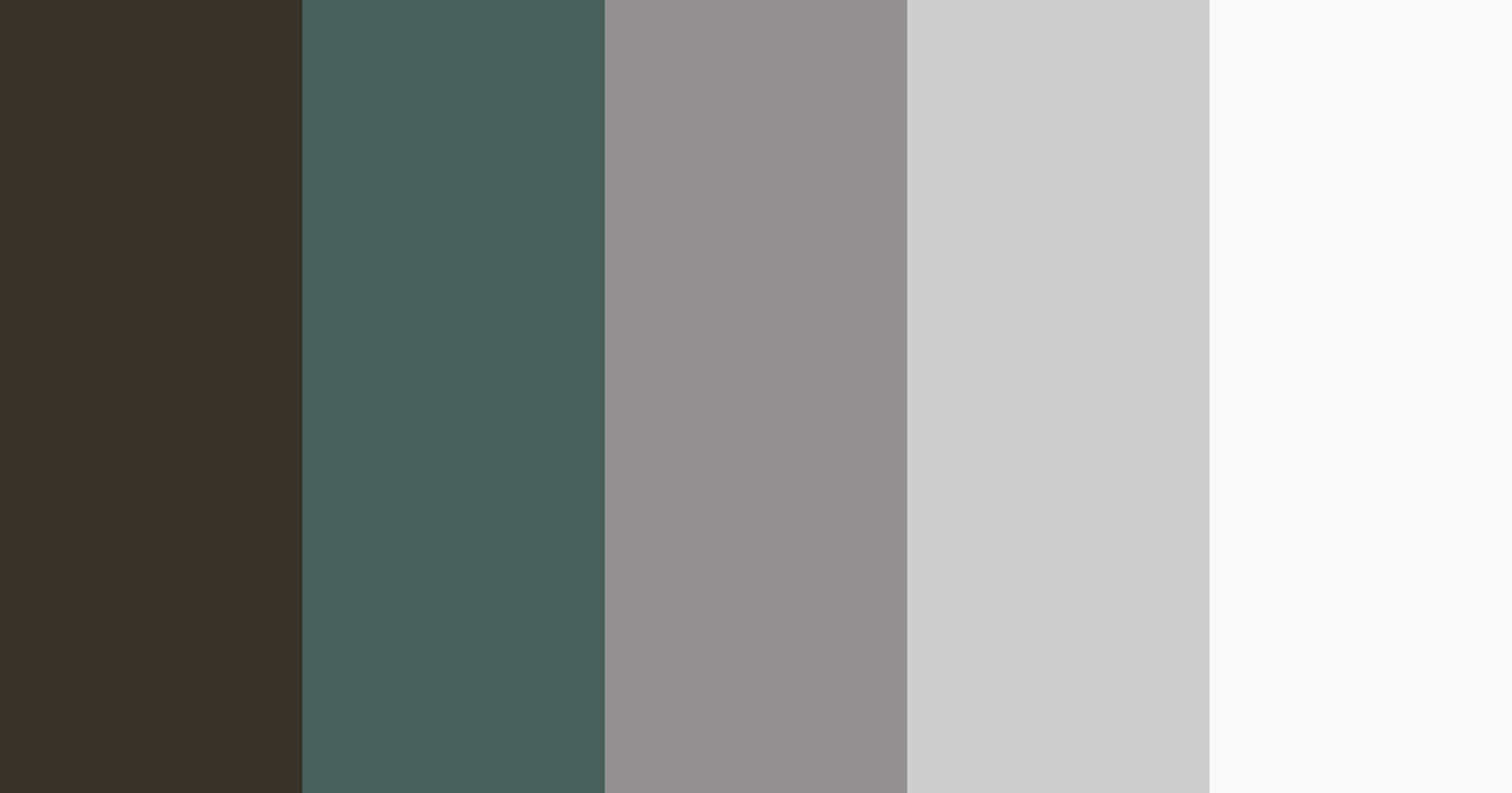 Color Palette generated based on #383328, #485F5B, #929090, #CDCDCD ...
