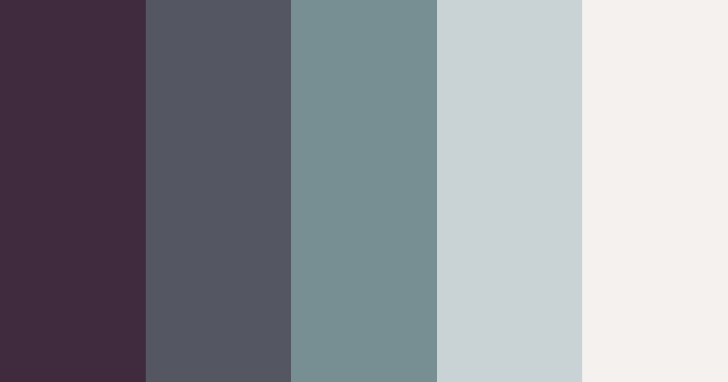 Color Palette generated based on #3F2A3E, #545662, #778F93, #C9D2D4 ...