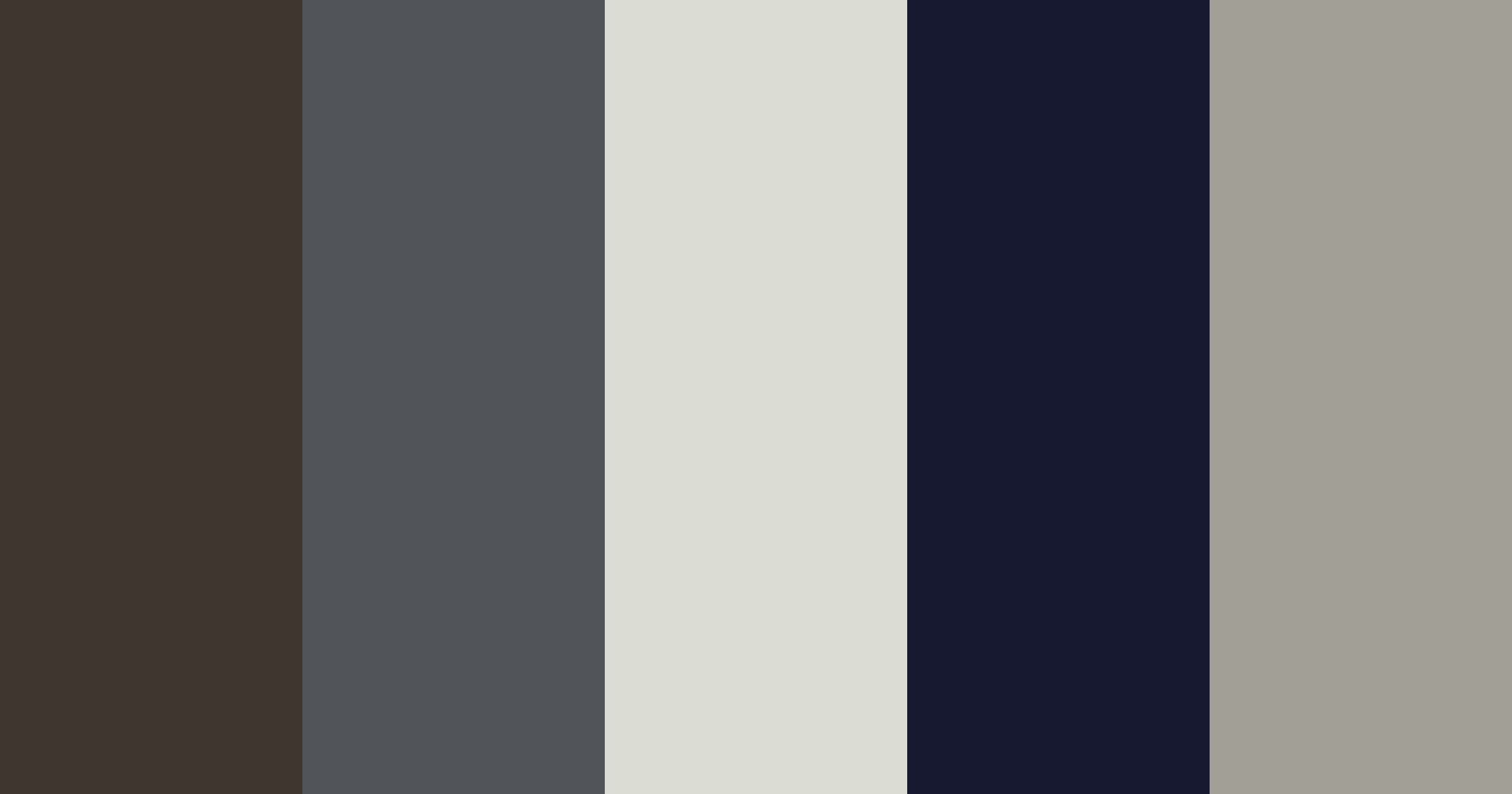 Color Palette generated based on #3F372F, #515559, #DBDDD4, #16192F ...