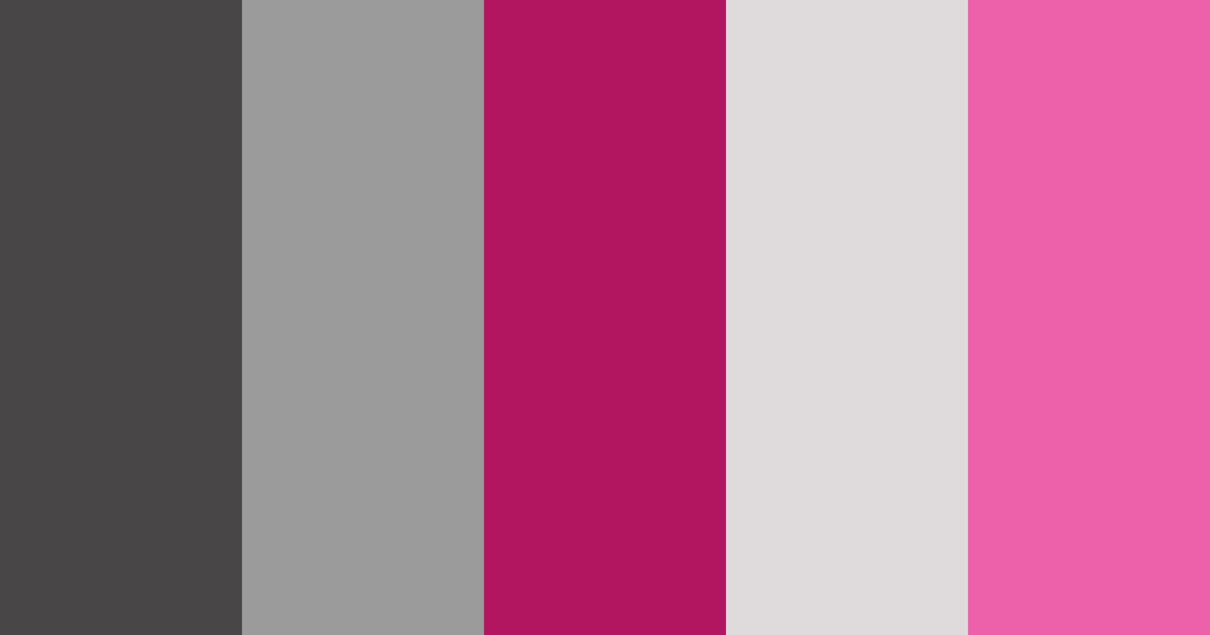 Color Palette generated based on #484647, #9B9B9B, #B31661, #DFDADC ...