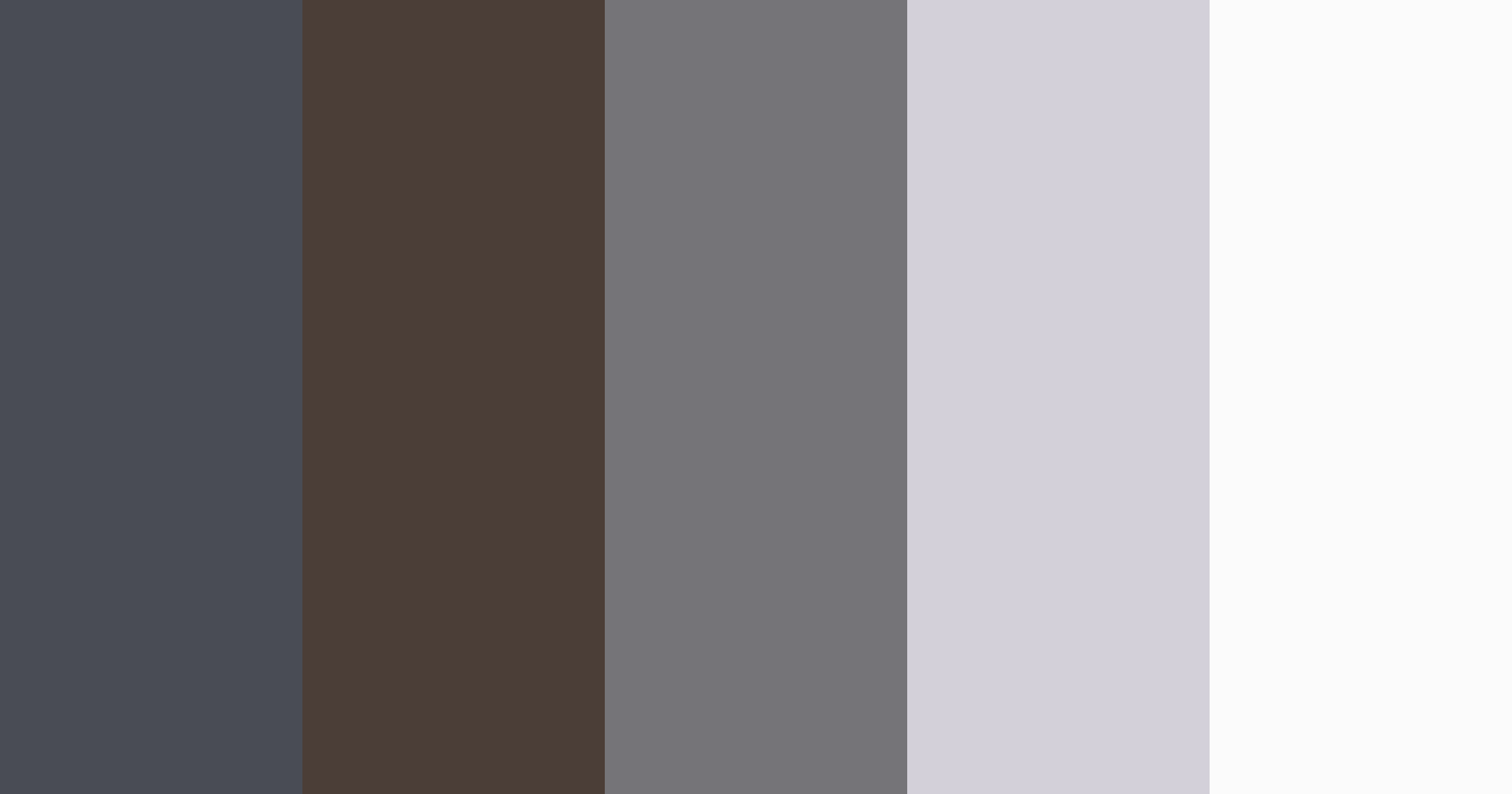 Color Palette generated based on #494C55, #4B3E37, #757478, #D3D0D9 ...