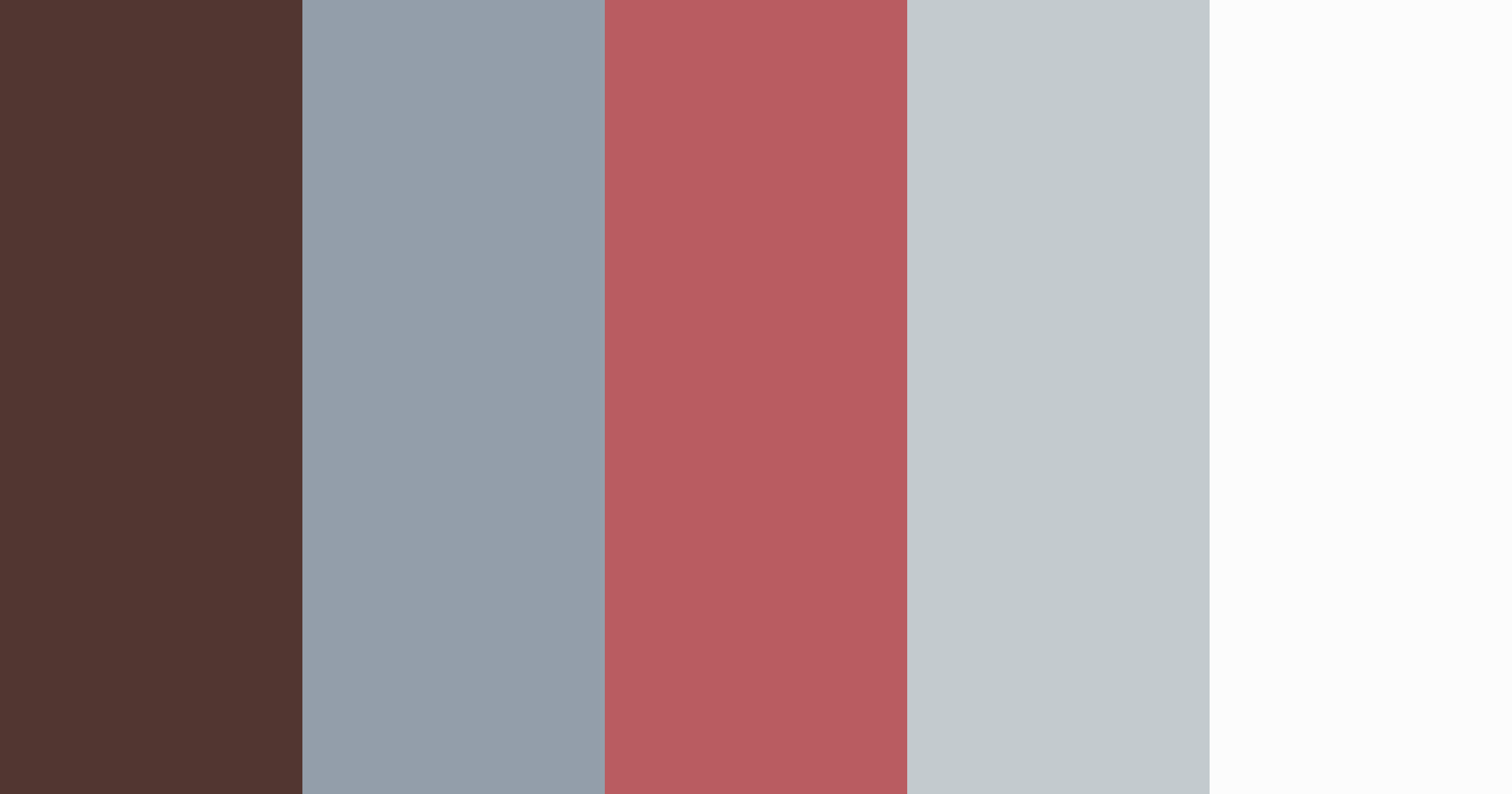 Color Palette generated based on #523631, #939EAA, #B95C61, #C3CACE ...