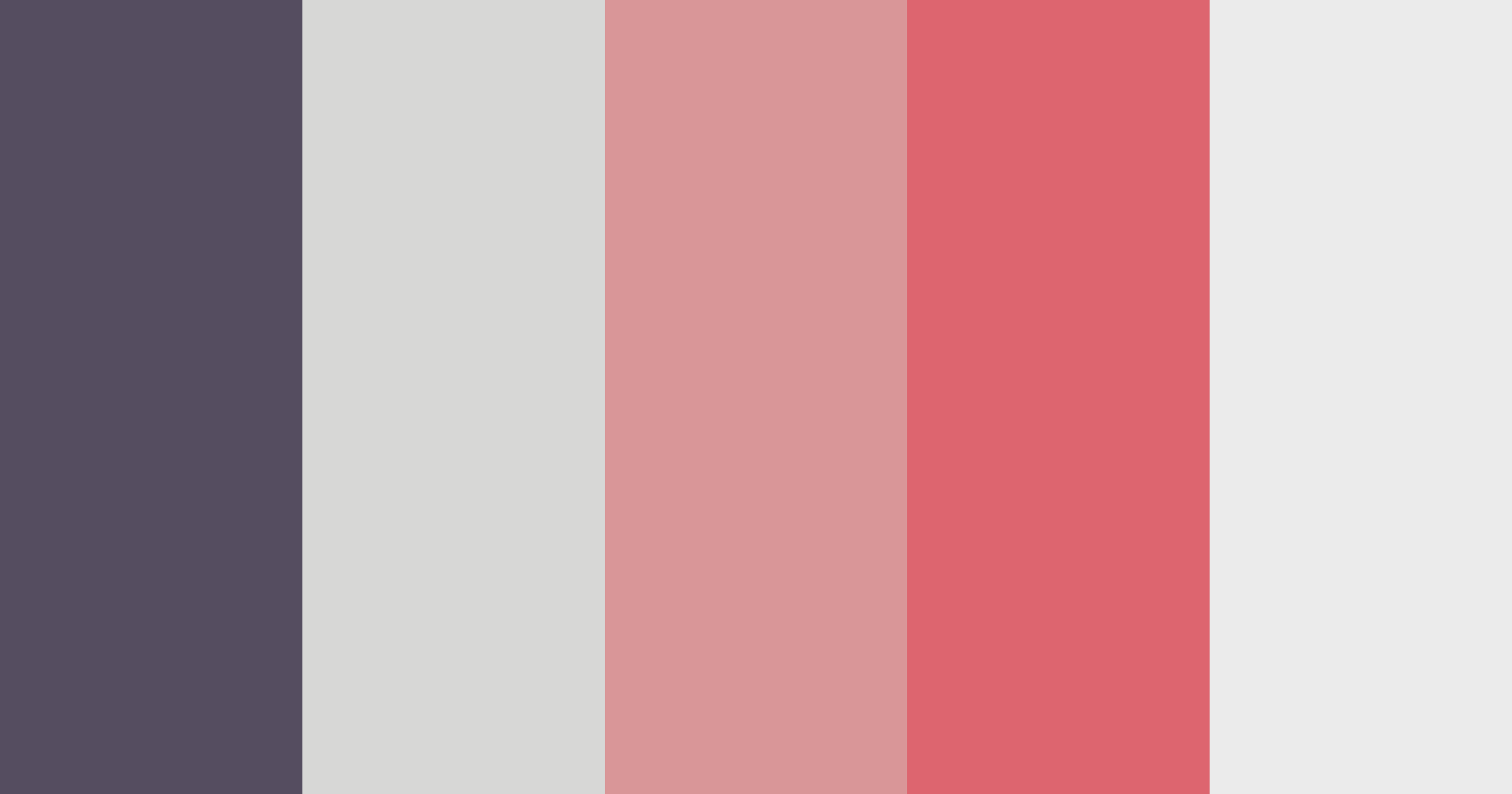 Color Palette generated based on #554D60, #D7D7D6, #D99698, #DD656F, and #EBEBEB.