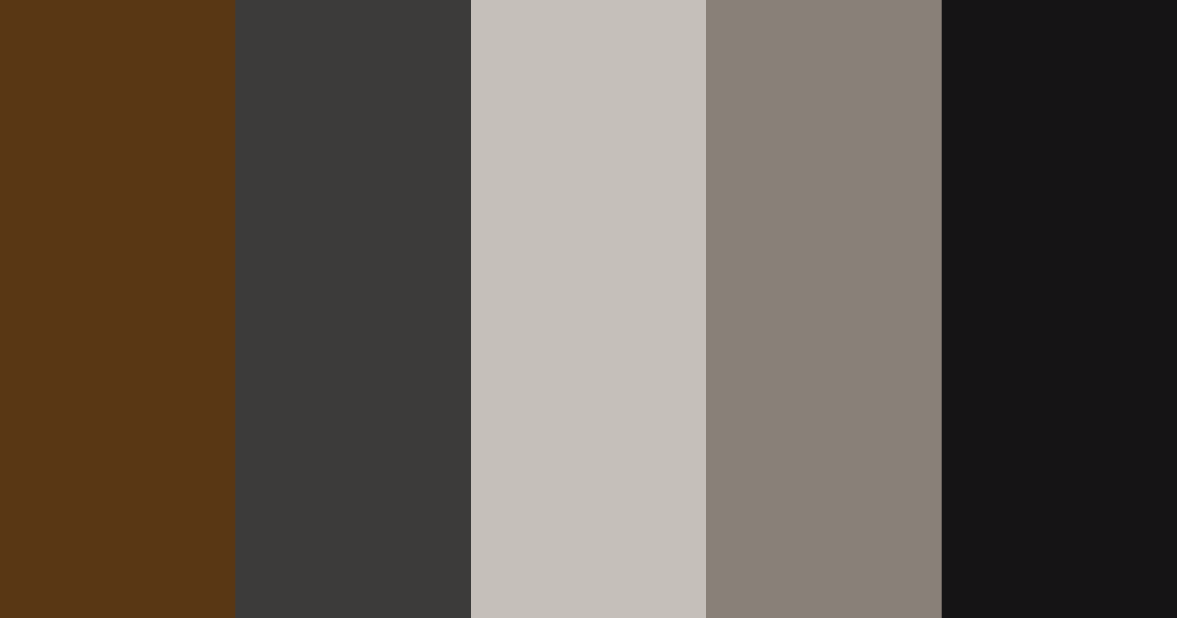 Color Palette generated based on #593714, #3C3B3A, #C5BFBA, #898078 ...