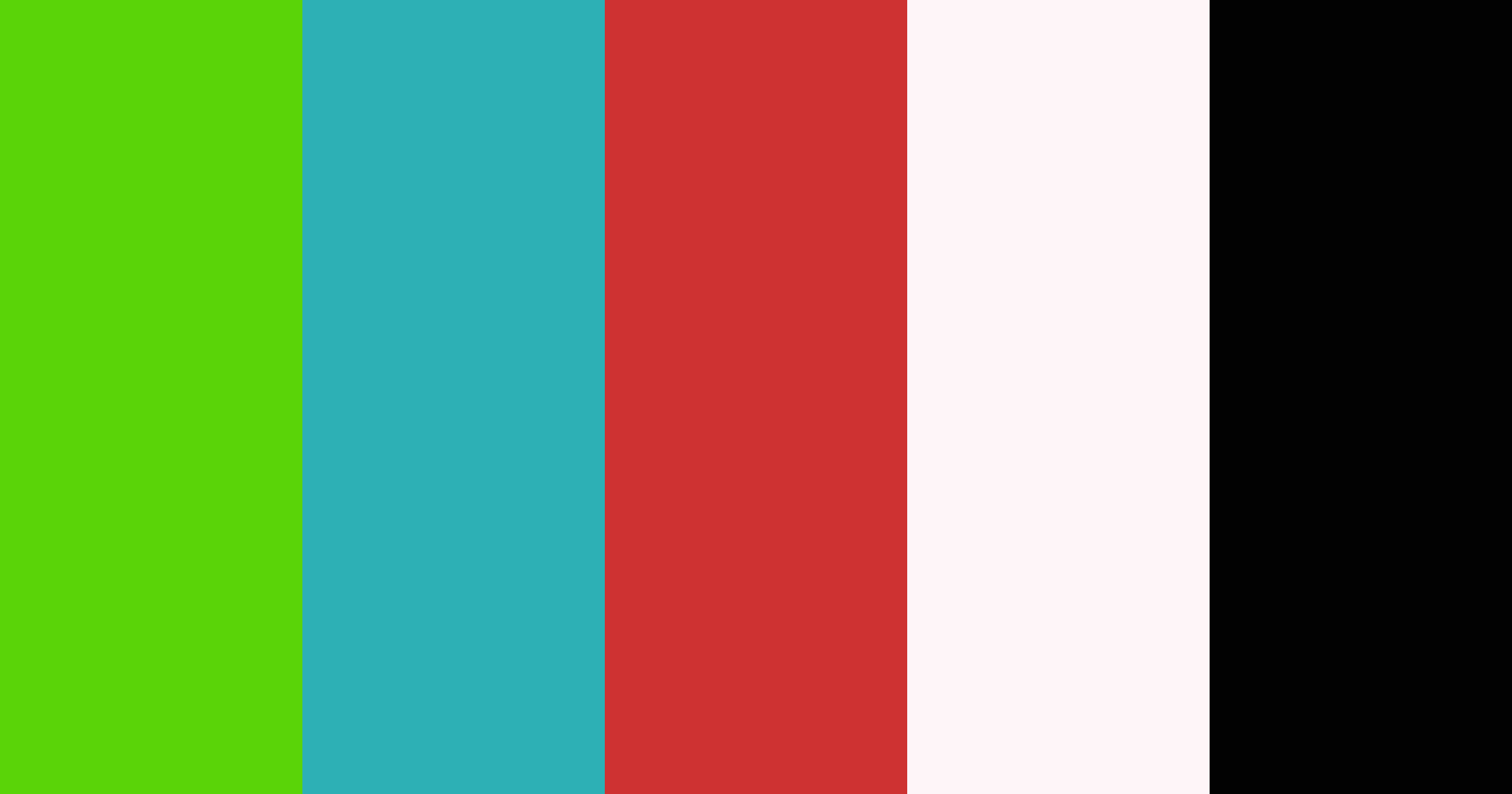 Color Palette generated based on #5AD408, #2DB0B5, #CE3232, #FEF5F8 ...