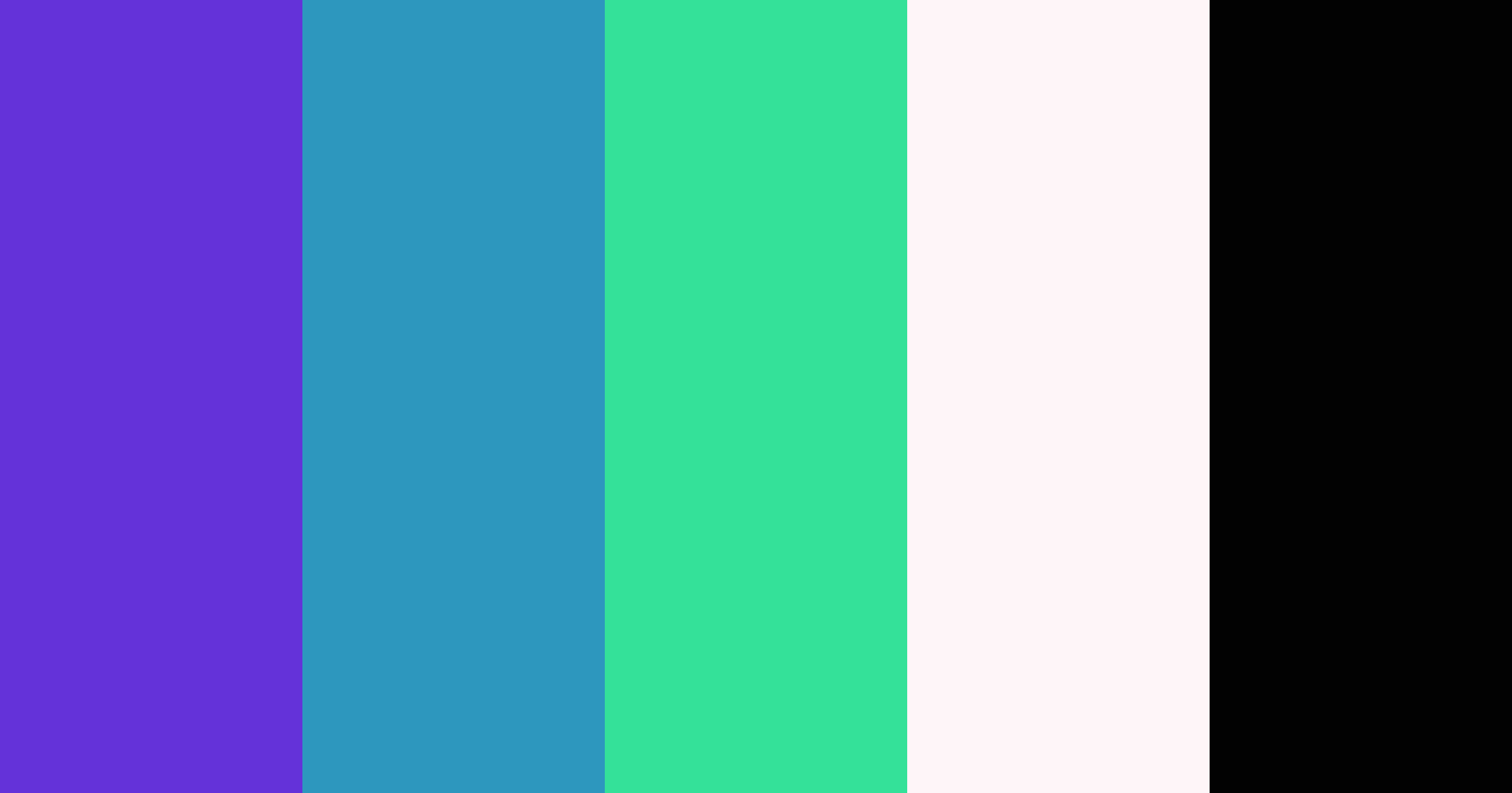 Color Palette generated based on #6432D9, #2D97BE, #34E199, #FEF5F8 ...