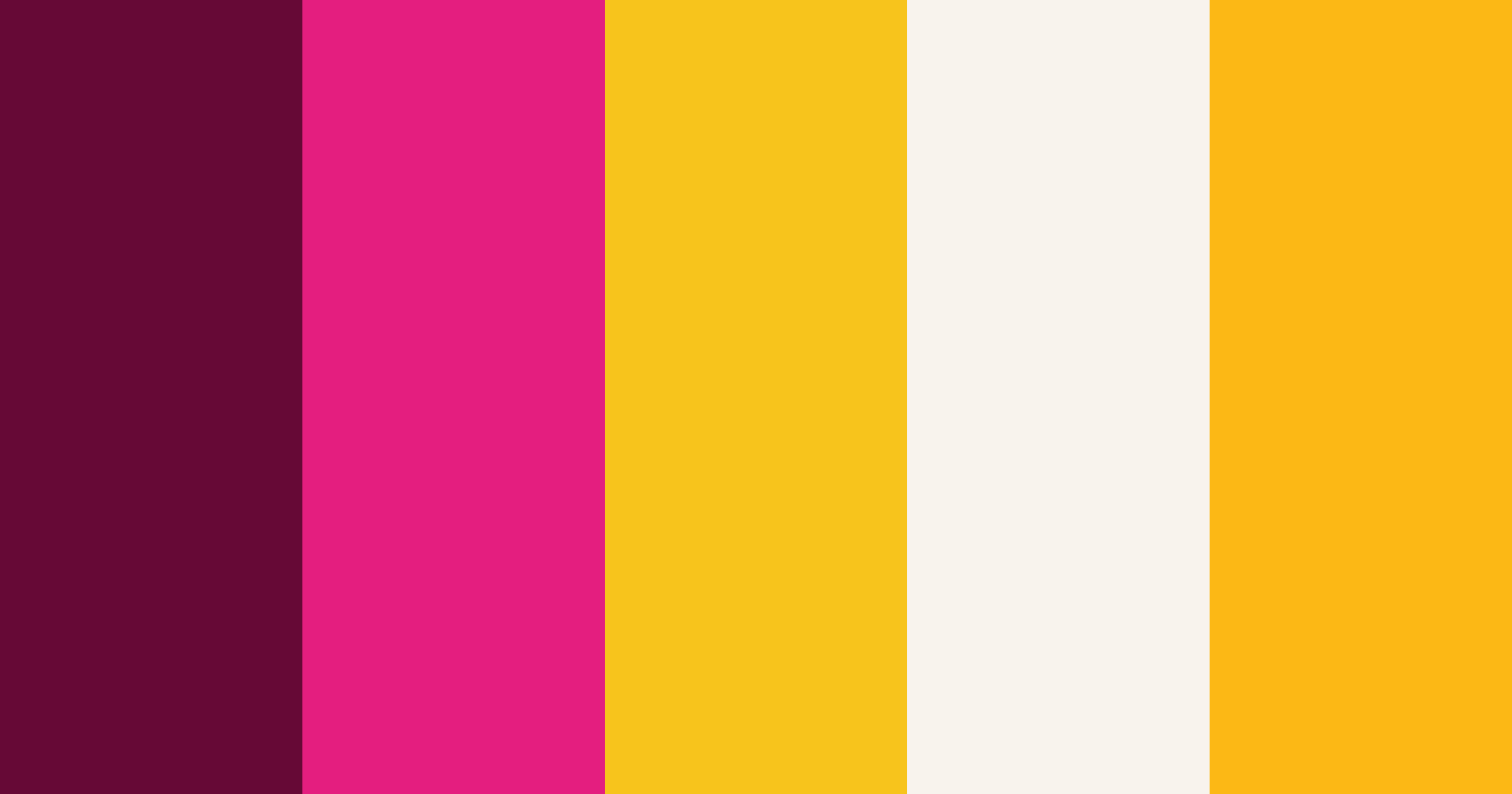 Color Palette generated based on #660936, #E41E7F, #F7C41C, #F8F3ED ...