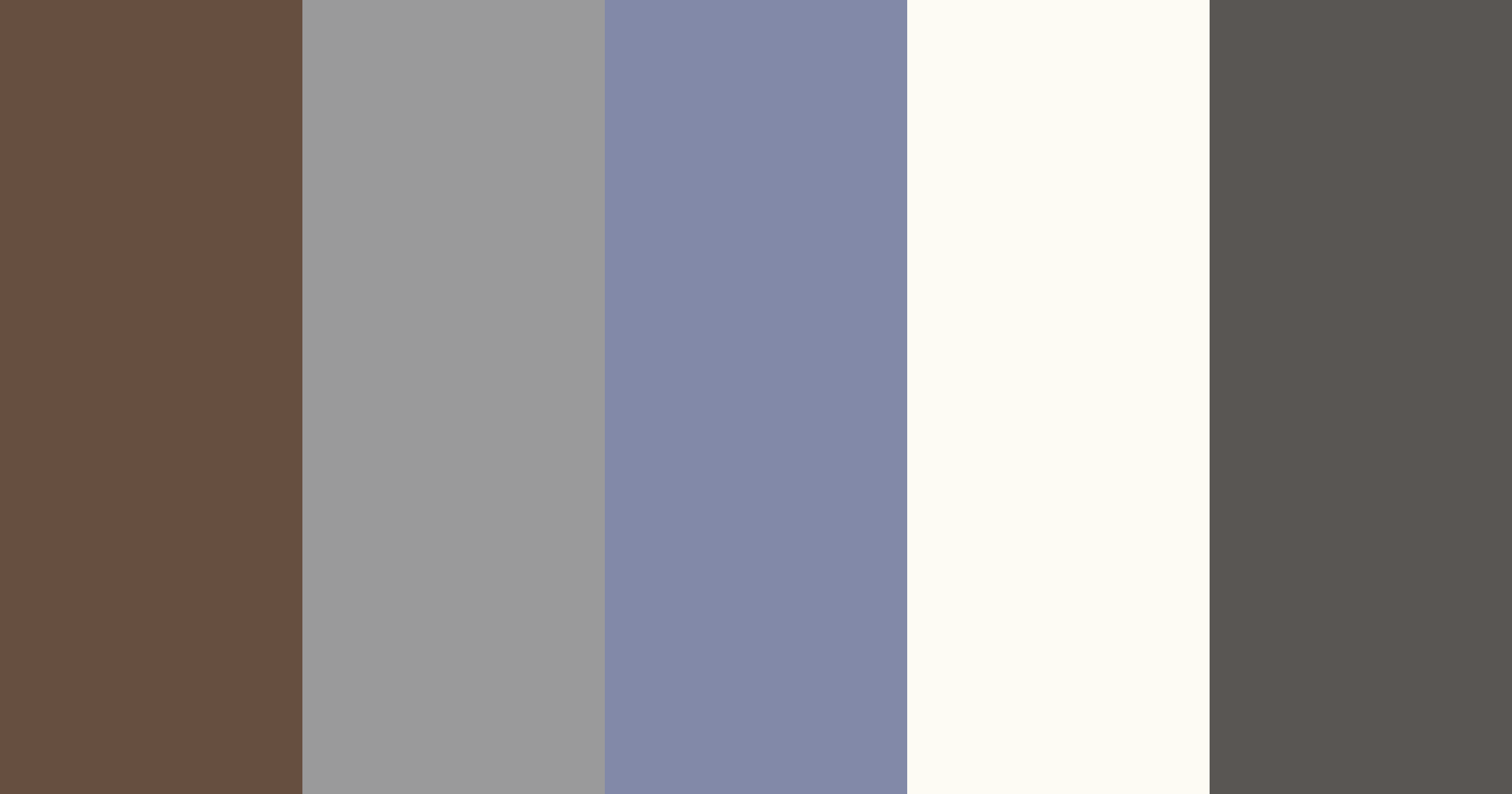 Color Palette generated based on #664F40, #9A9A9B, #8289A8, #FDFBF4 ...
