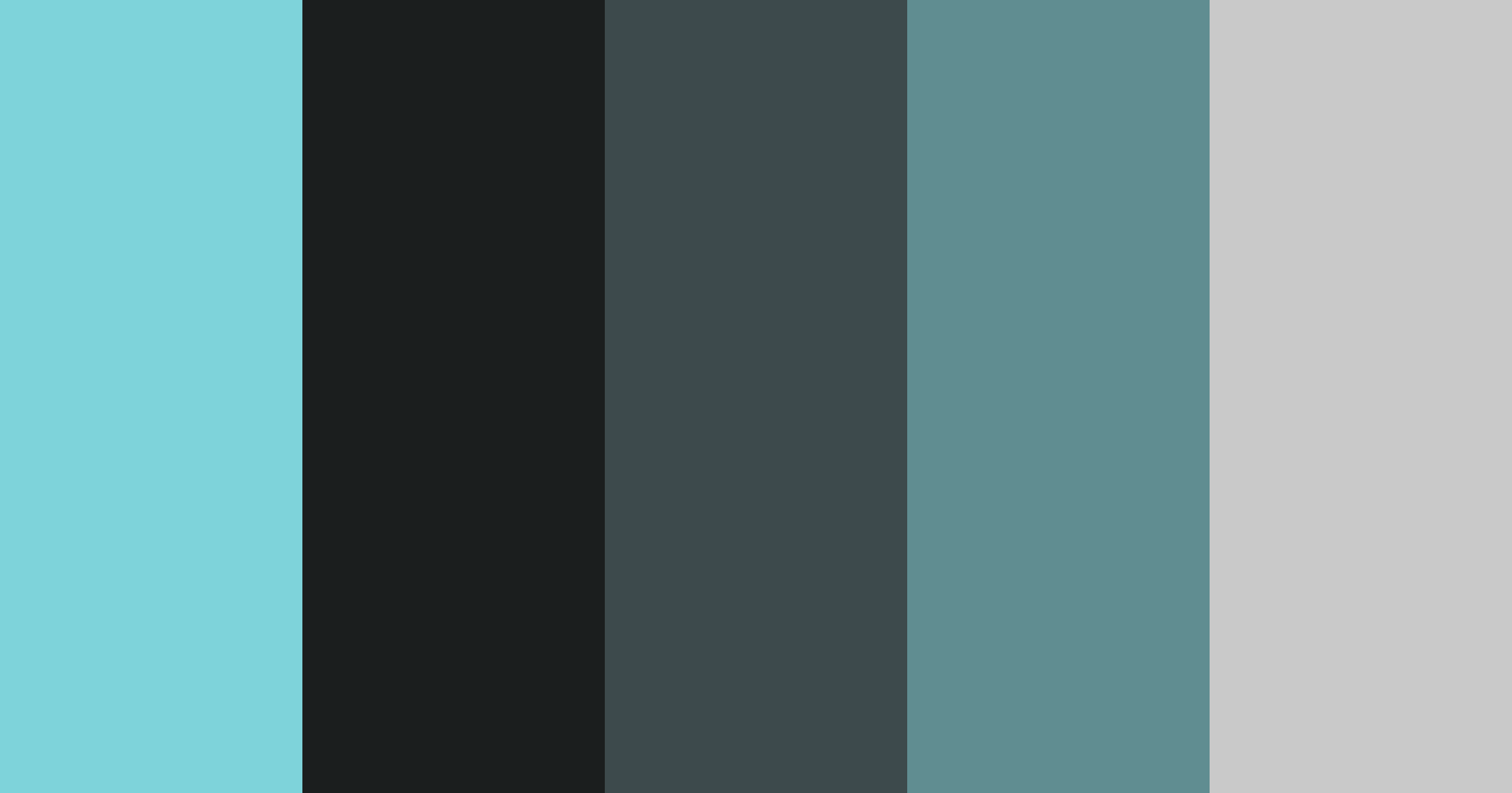 Color Palette generated based on #7ED3DA, #1B1E1E, #3D4A4C, #608D91 ...