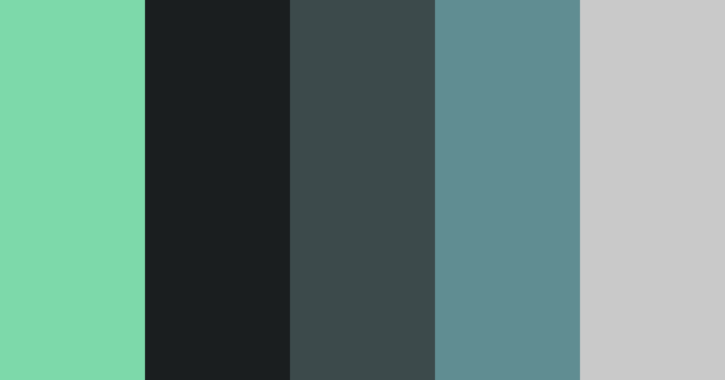 Color Palette generated based on #7ED9AA, #1B1E1E, #3D4A4C, #608D91 ...