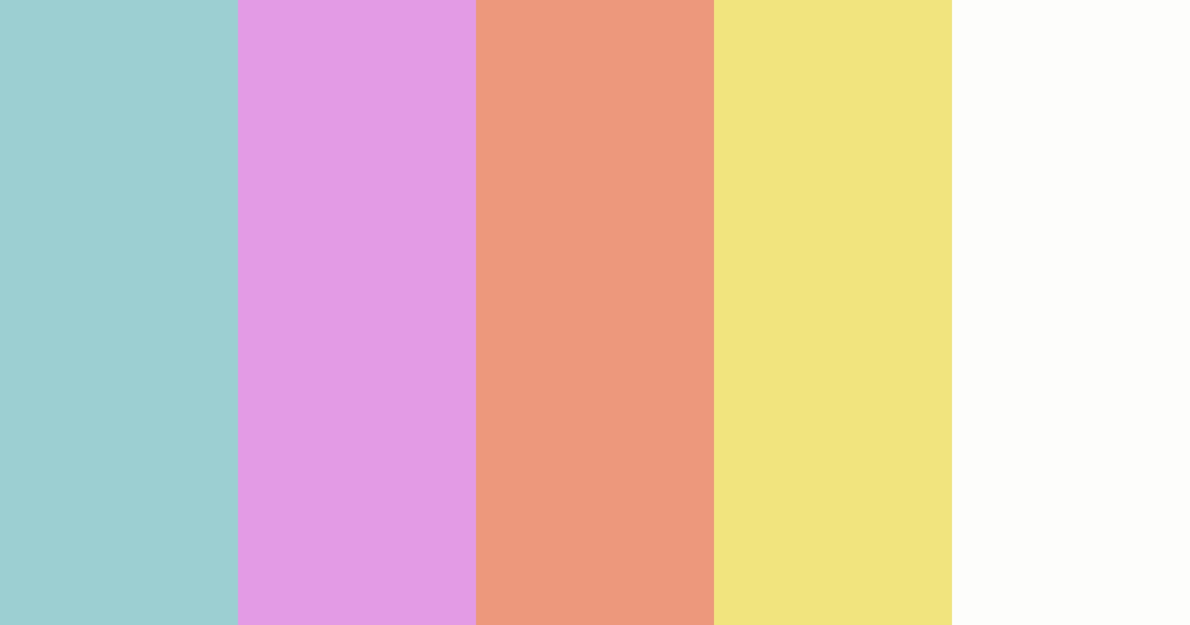 Color Palette generated based on #9BCFD1, #E29BE4, #ED977C, #F1E37D ...