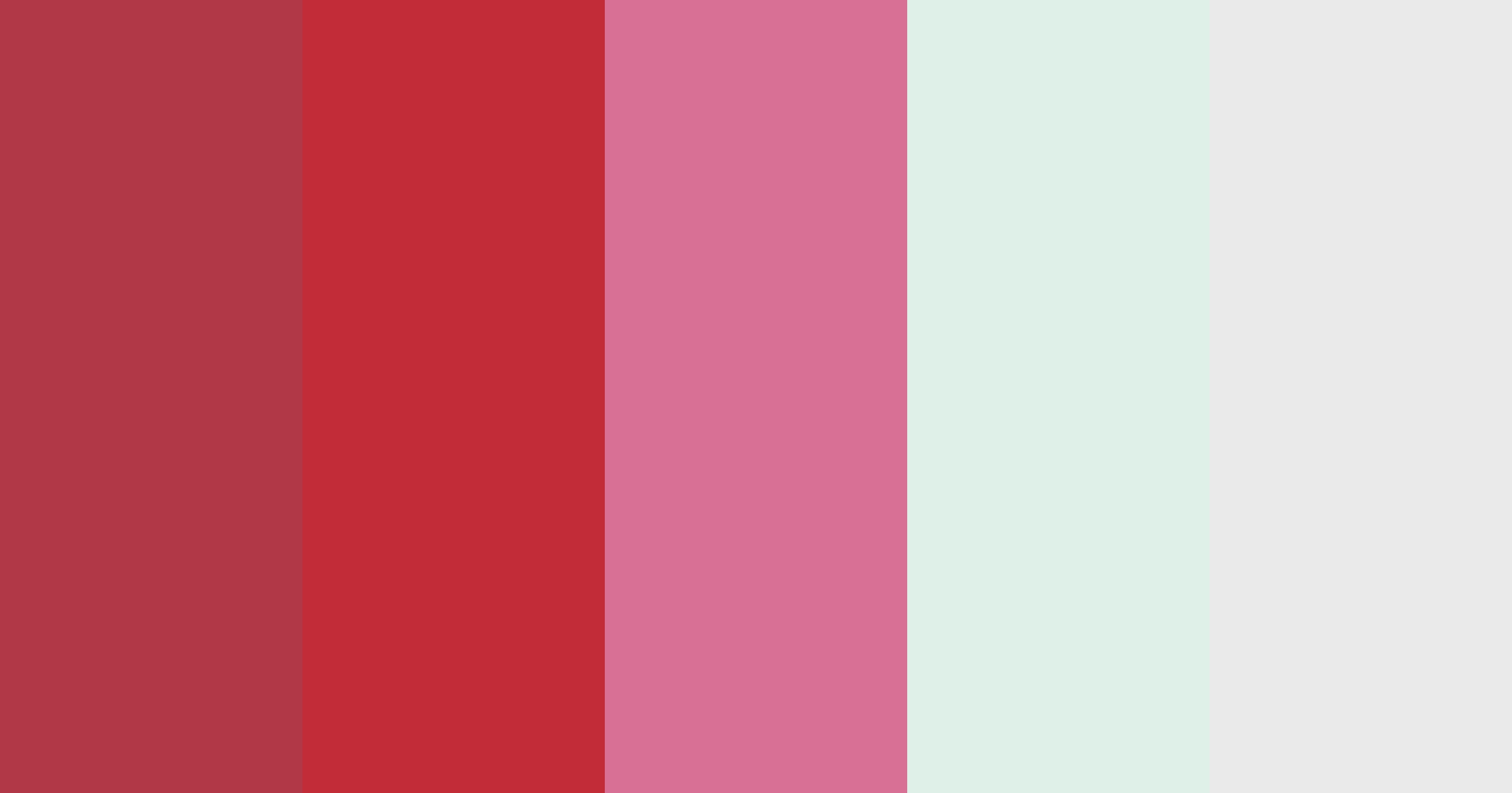 Color Palette generated based on #B03847, #C12C38, #D87095, #DEF0E8 ...