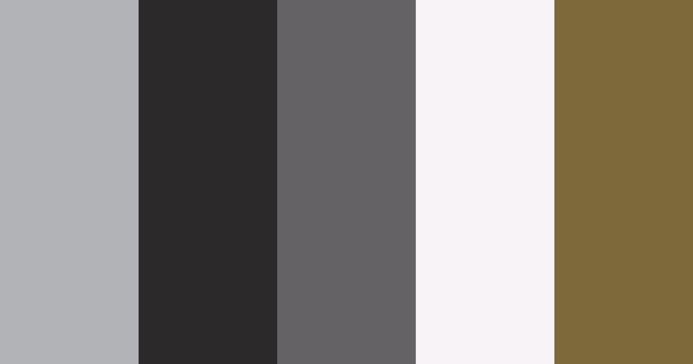 Color Palette generated based on #B2B3B6, #2B292A, #646264, #F7F3F7 ...