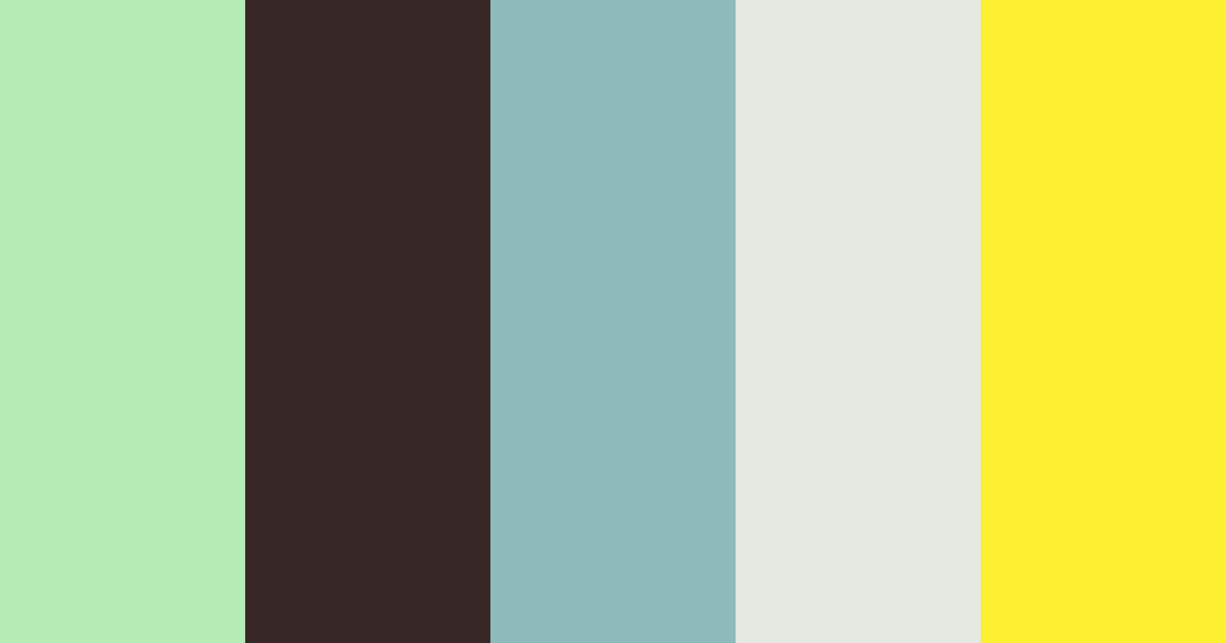 Color Palette generated based on #B6ECB6, #382727, #8EBABC, #E6E8E2 ...